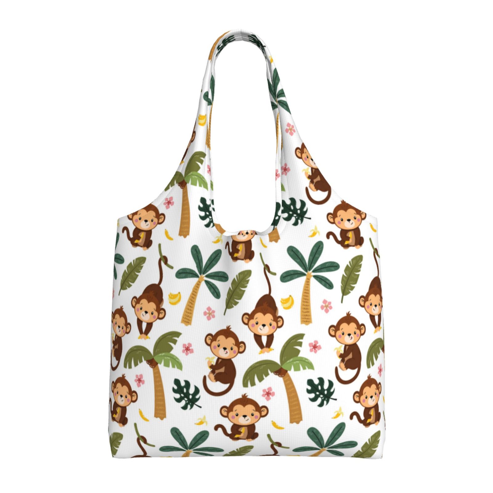 Qekee Monkeys Swinging from Palms for Canvas Aesthetic Tote Bag for ...