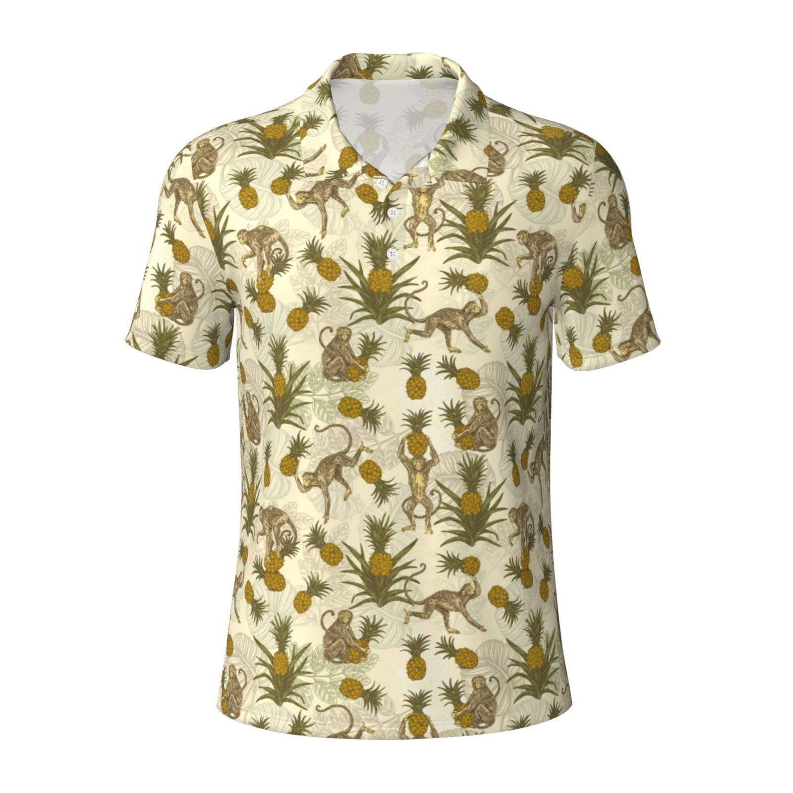 Qekee Monkeys and Pinealpples for Mens Polo Shirts Casual Short Sleeve ...