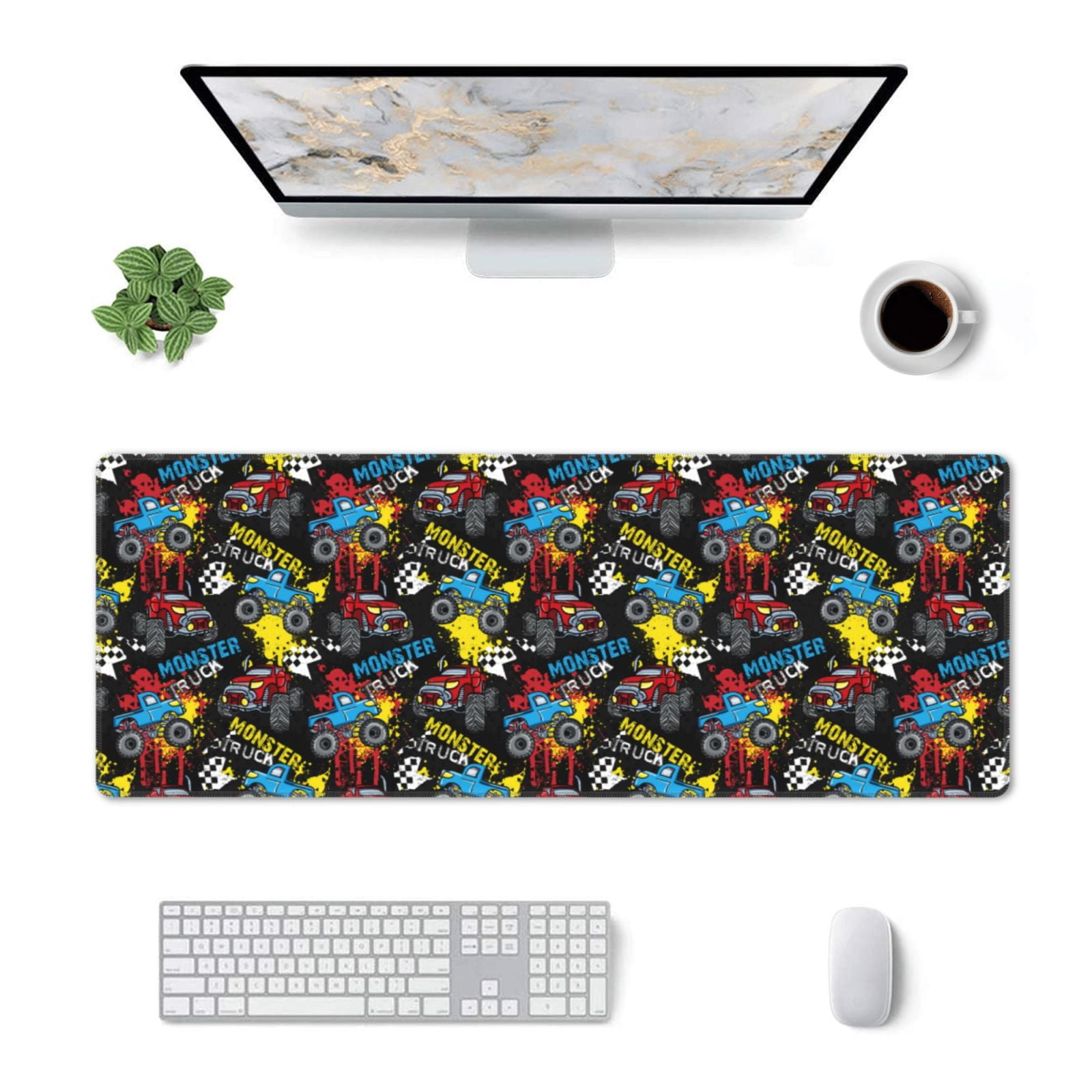 Qekee Monster Car Print Mouse Pad,Desk Pad Protector,Office Desk Mat ...