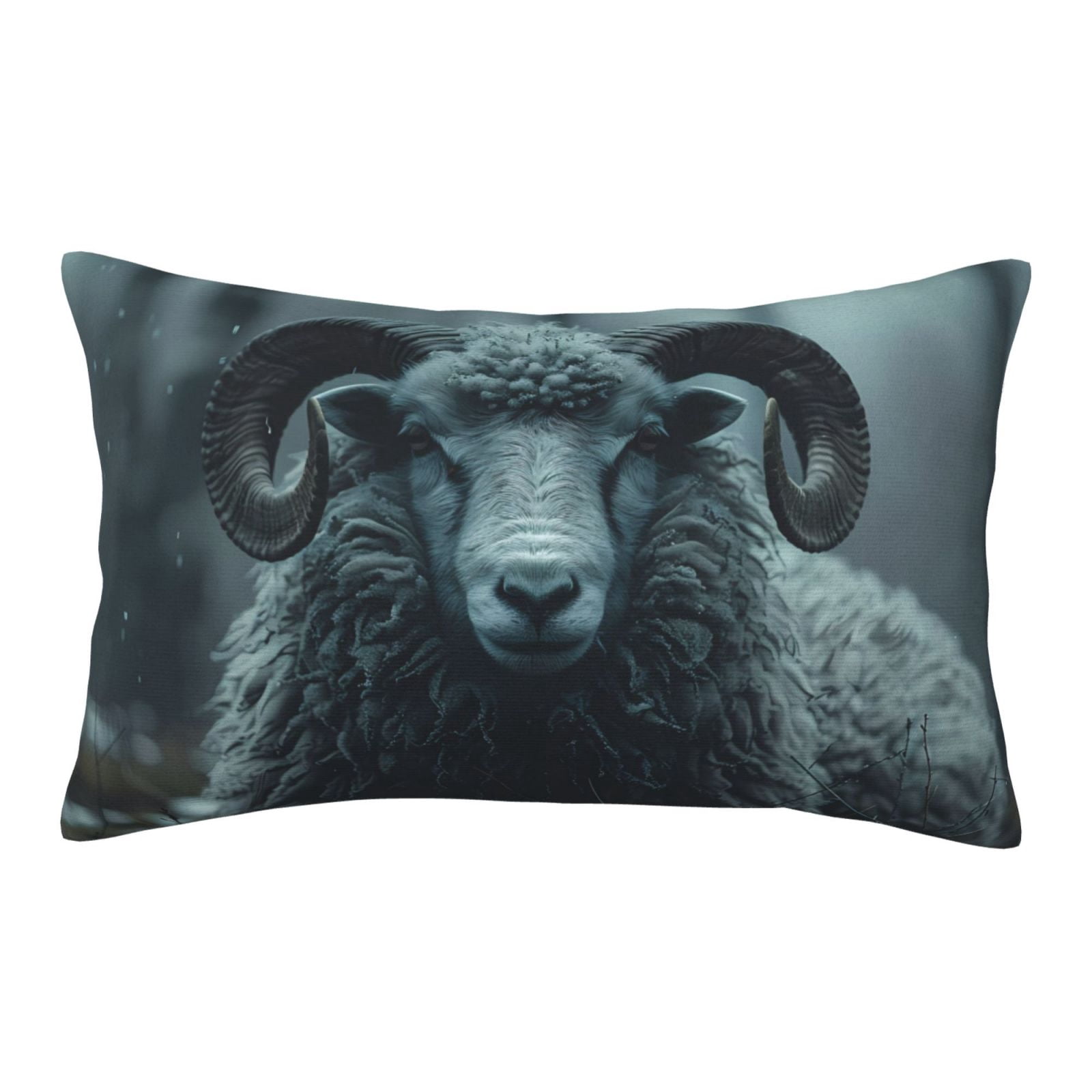 Qekee Moody Ram Portrait Print Fuzzy Pillows Cover, Pillow Case with ...