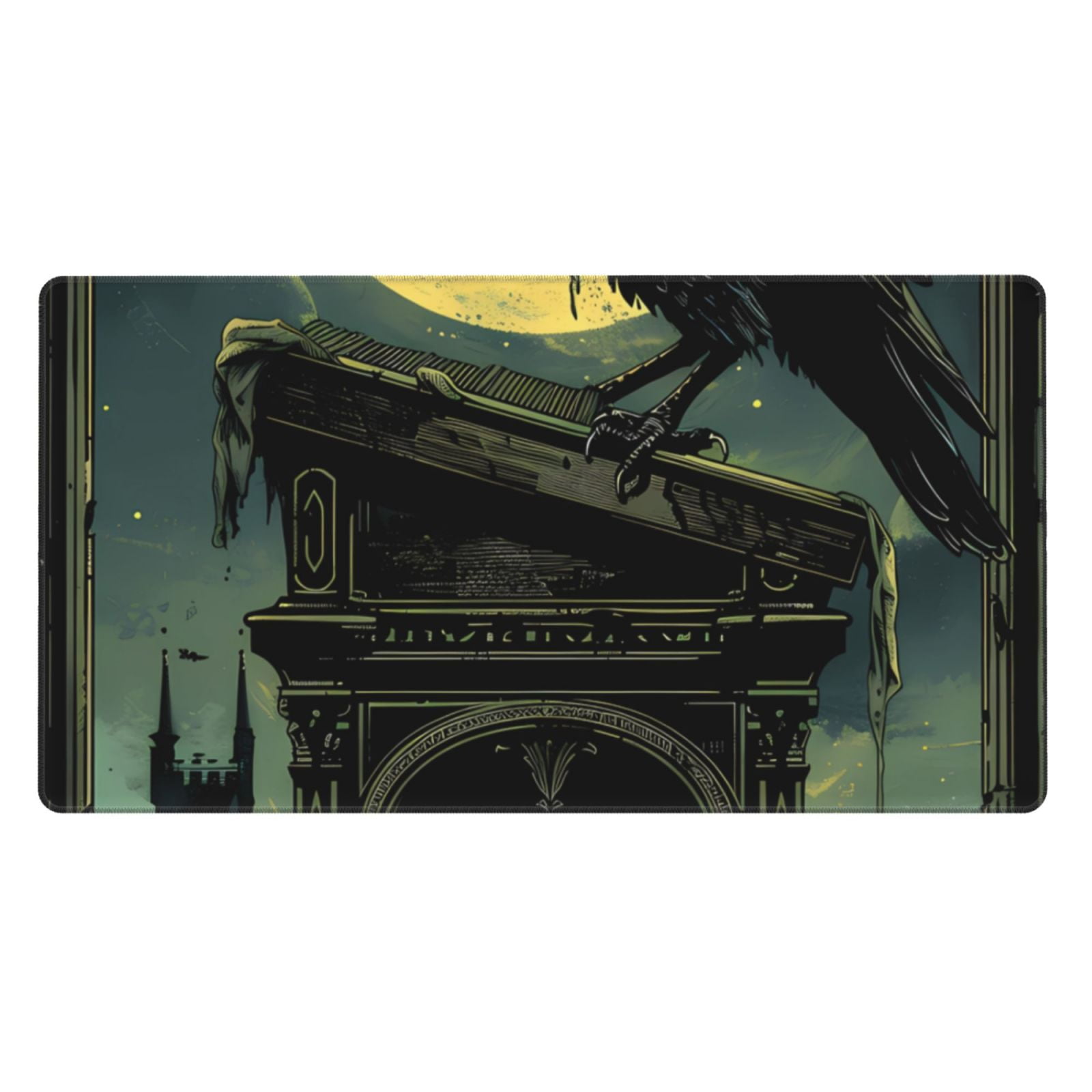 Qekee MoonNight Sky Crow Print Desk Pad Protector,Mouse Pad,Office Desk ...