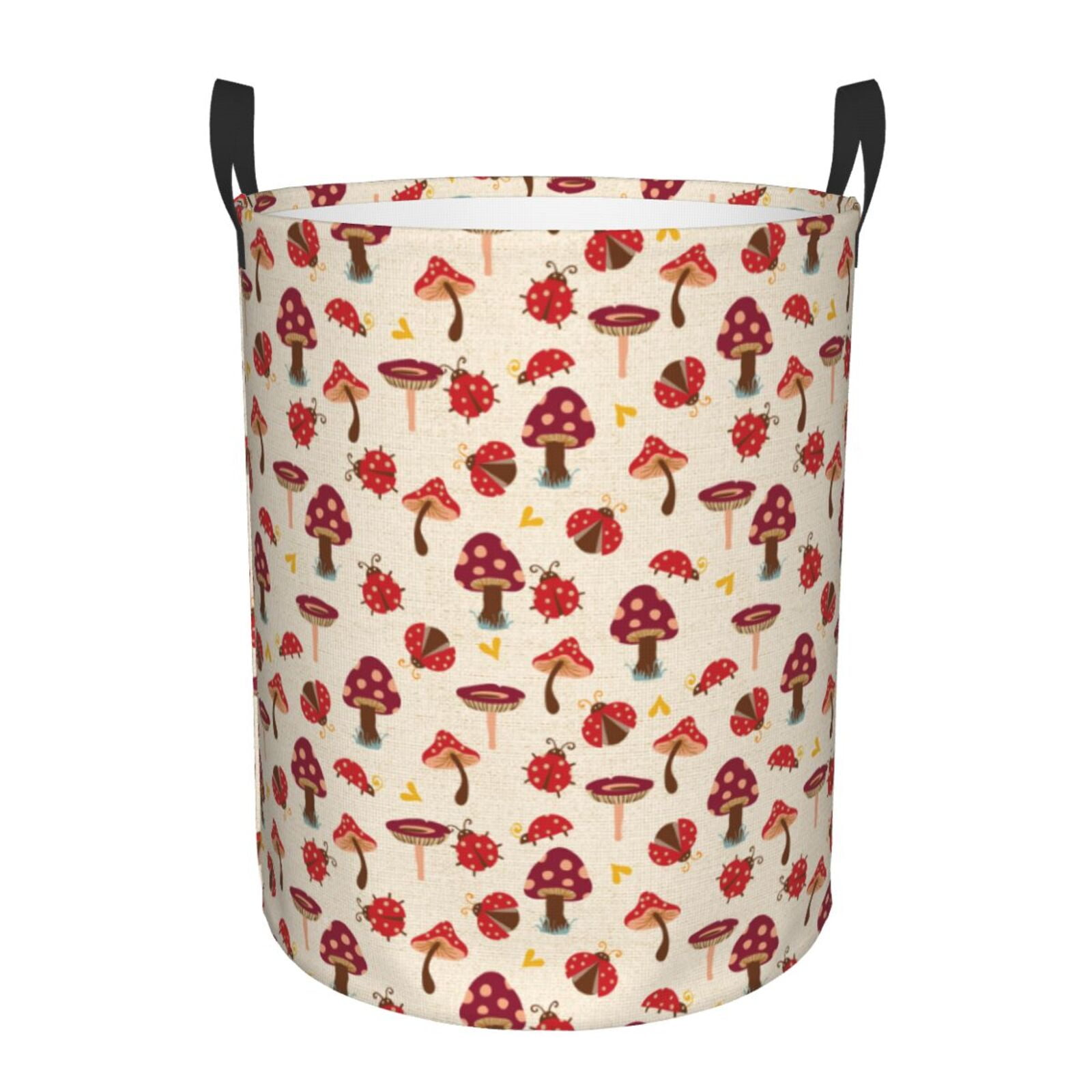 Qekee Mushrooms and Lady Bugs Print Laundry Hamper Basket, Laundry ...