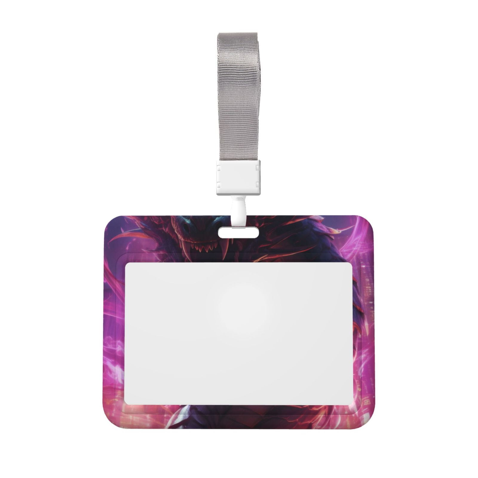 Qekee Neon Futuristic Dragon Print Card Badge Holder,Clear Name Tag ID ...