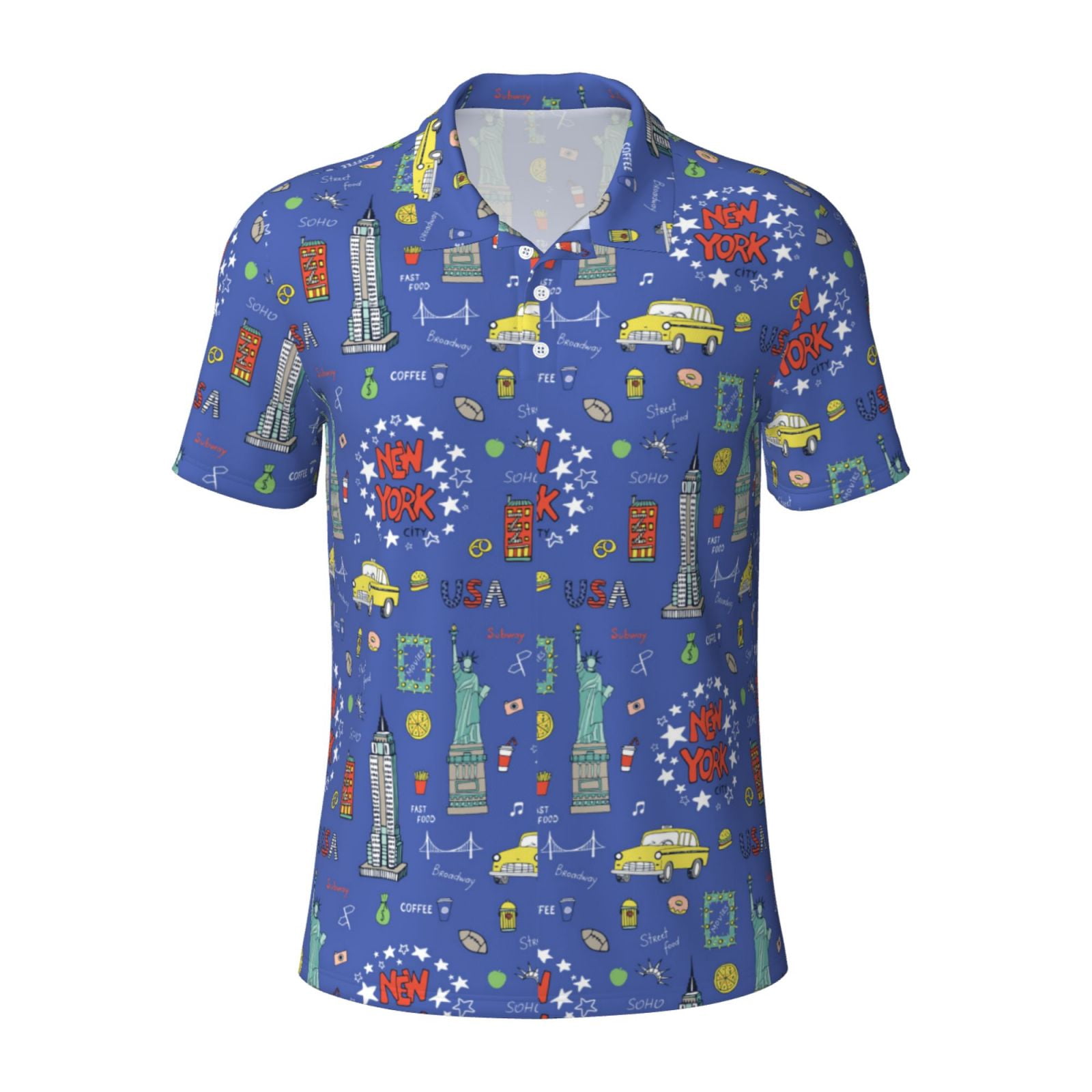 Qekee New-York City for Mens Polo Shirts Casual Short Sleeve Button ...