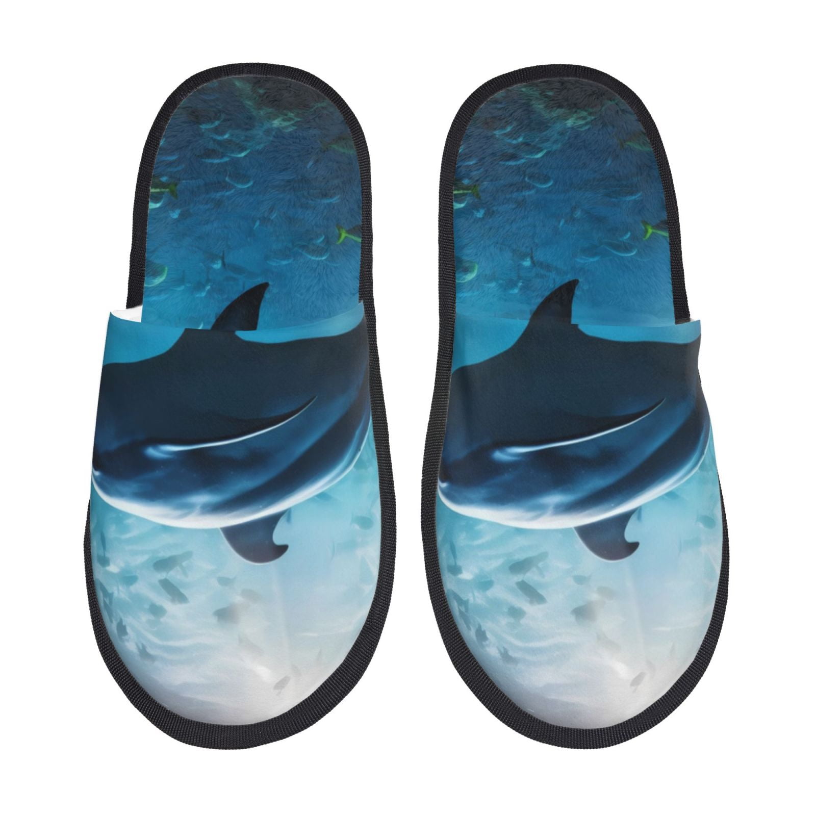 Qekee Ocean Dolphin Fish School print Slippers for Women and Men ...