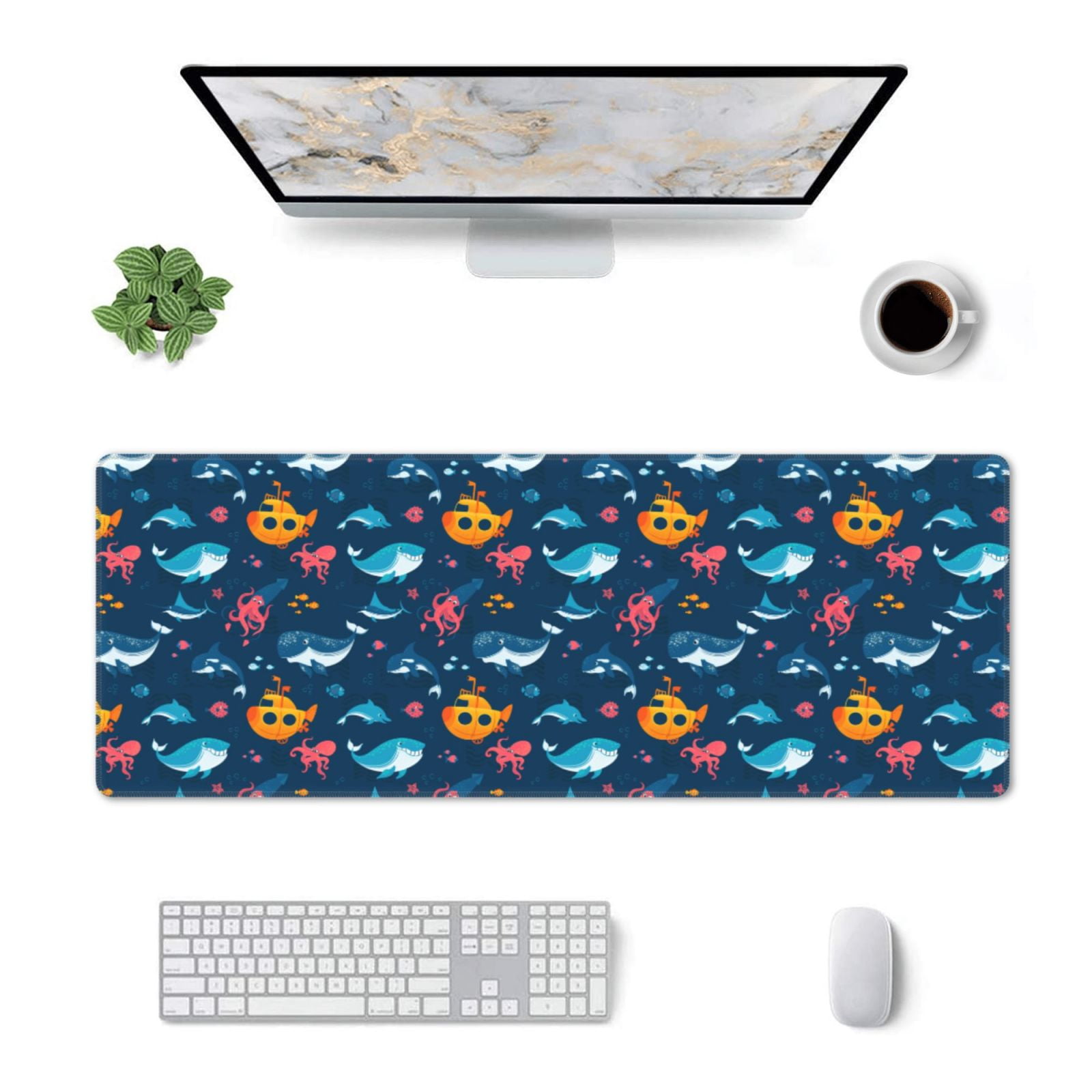 Qekee Ocean Floor Animals Print Mouse Pad,Desk Pad Protector,Office ...
