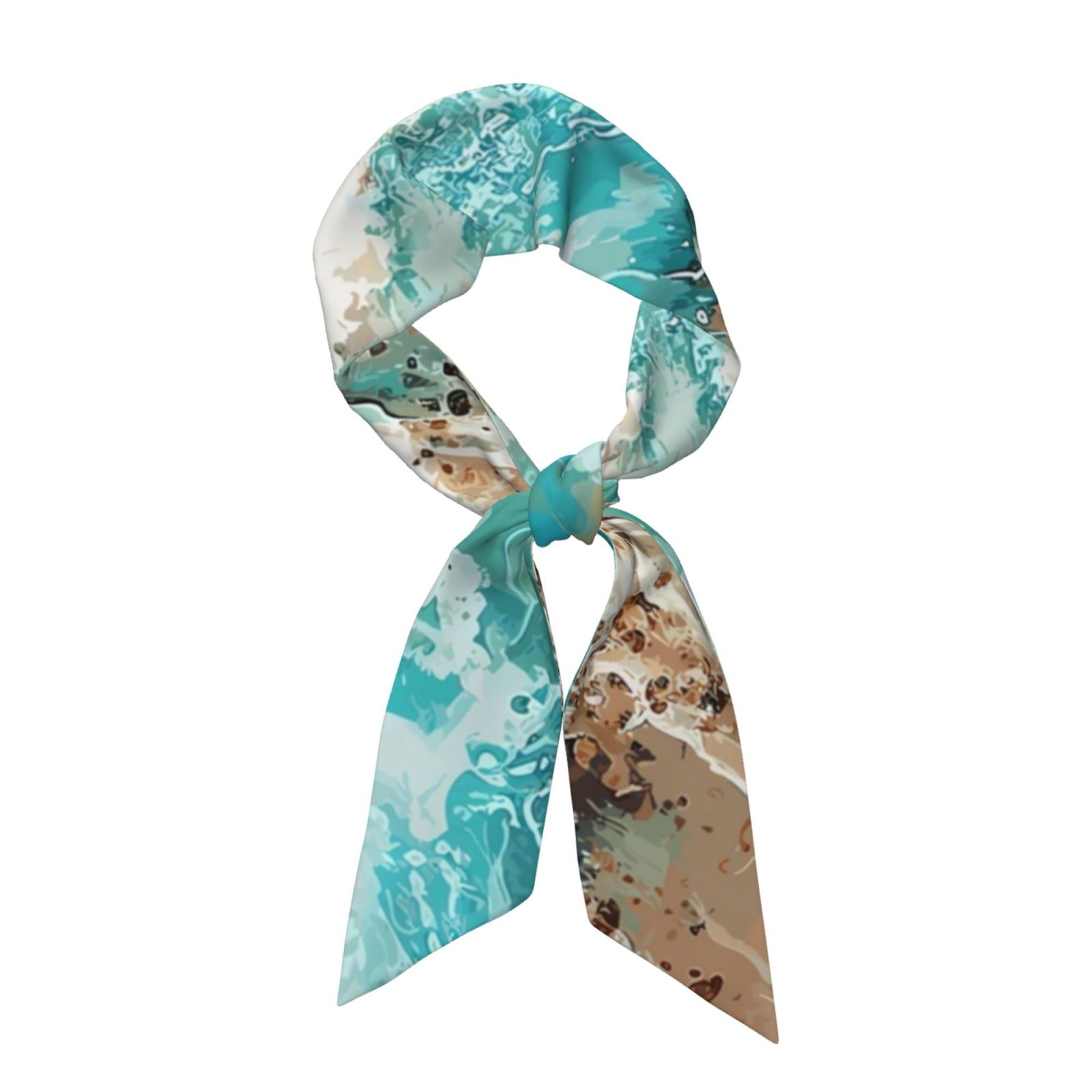 Qekee Ocean Wave Crash for Silk Feeling Scarf Medium Square Satin Head ...