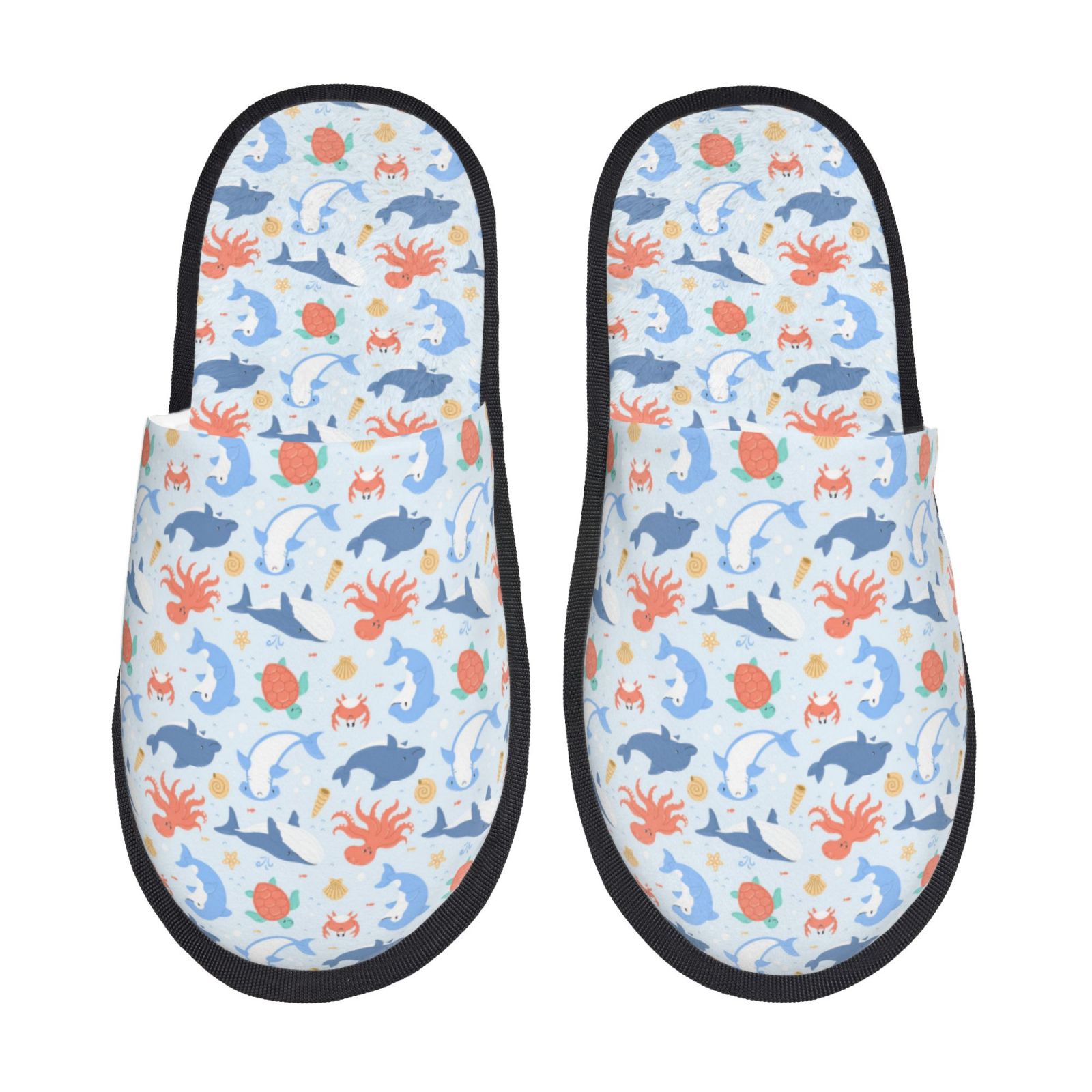 Qekee Ocean animals Print Furry Slippers for Women and Men, House ...