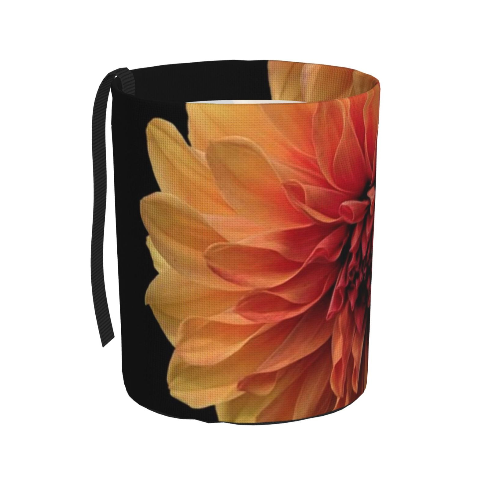 Qekee Orange Dalia Print Automotive Waterproof Portable Collapsible Trash Can ,Garbage Container ...