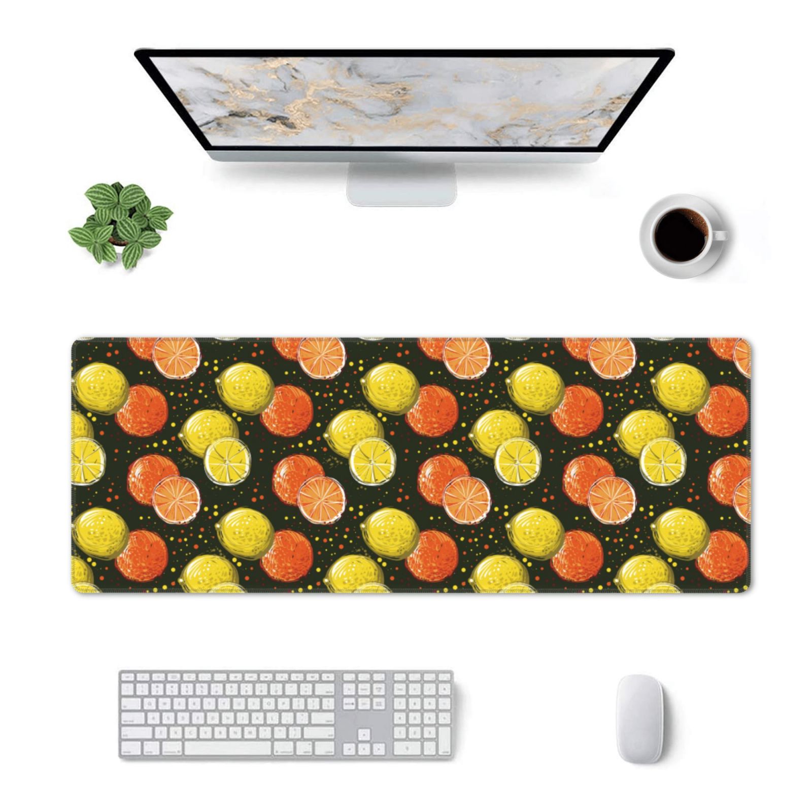 Qekee Orange Lemon Print Mouse Pad,Desk Pad Protector,Office Desk Mat ...