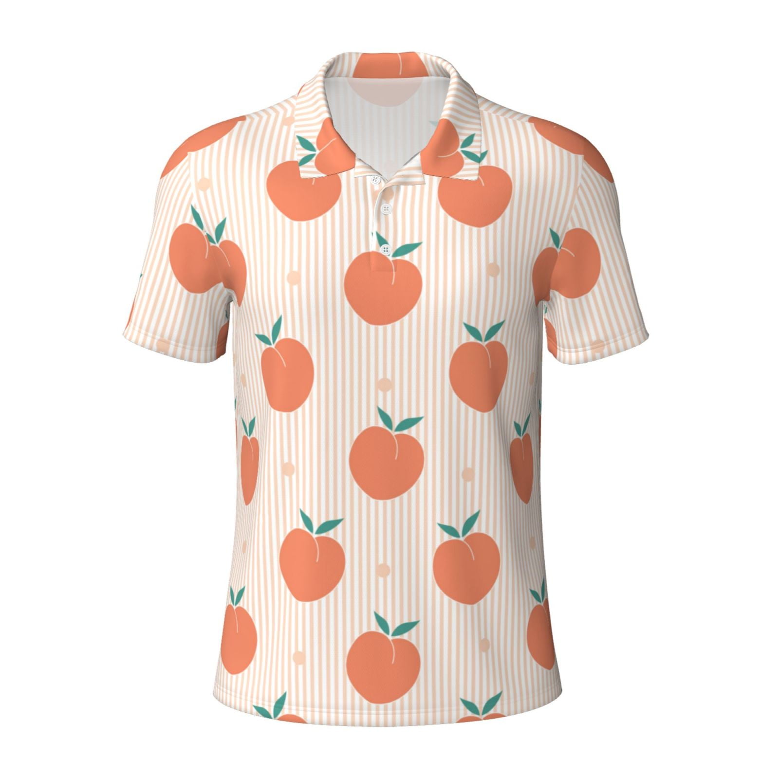 Qekee Orange Peach for Mens Polo Shirts Casual Short Sleeve Button Down ...