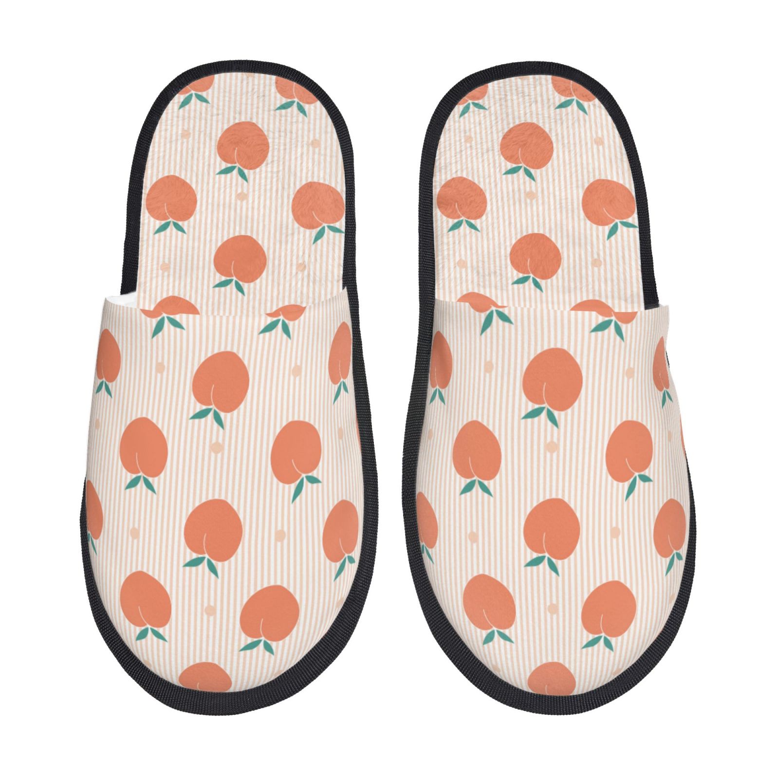 Qekee Orange Peach print Slippers for Women and Men, Fluffy Cute Cozy ...