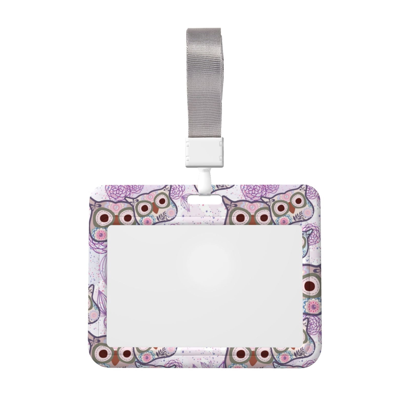 Qekee Owl And Floral Print Card Badge Holder,Clear Name Tag ID Card ...