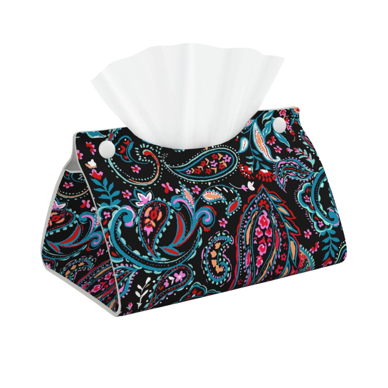Qekee Paisley Print Long Tissue Box Cover, Tissue Holder, PVC Leather ...