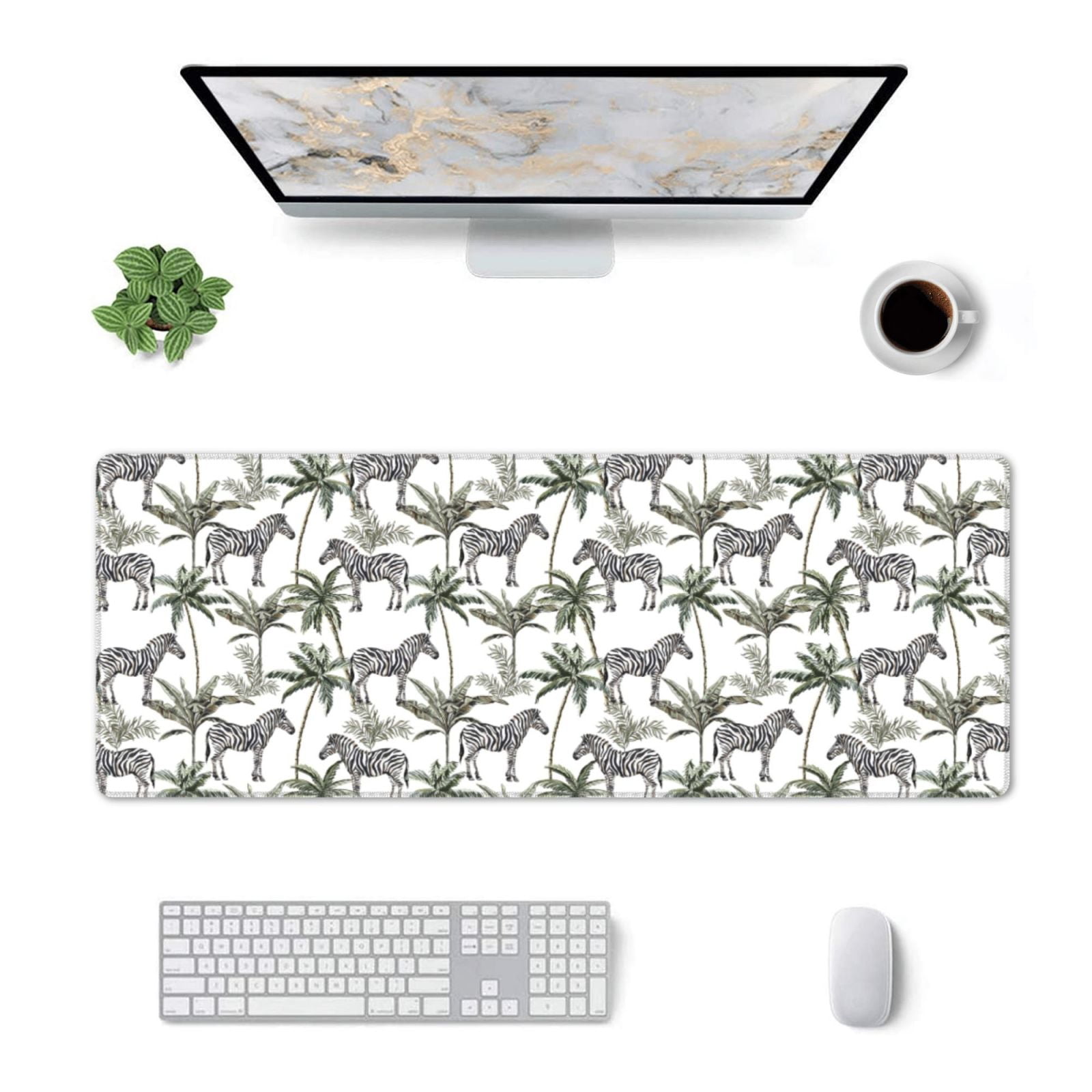 Qekee Palm Trees Zebra Print Mouse Pad,Desk Pad Protector,Office Desk ...