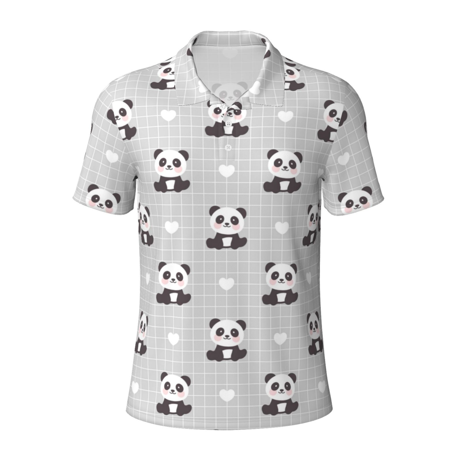 Qekee Panda Bear for Mens Polo Shirts Casual Short Sleeve Button Down ...