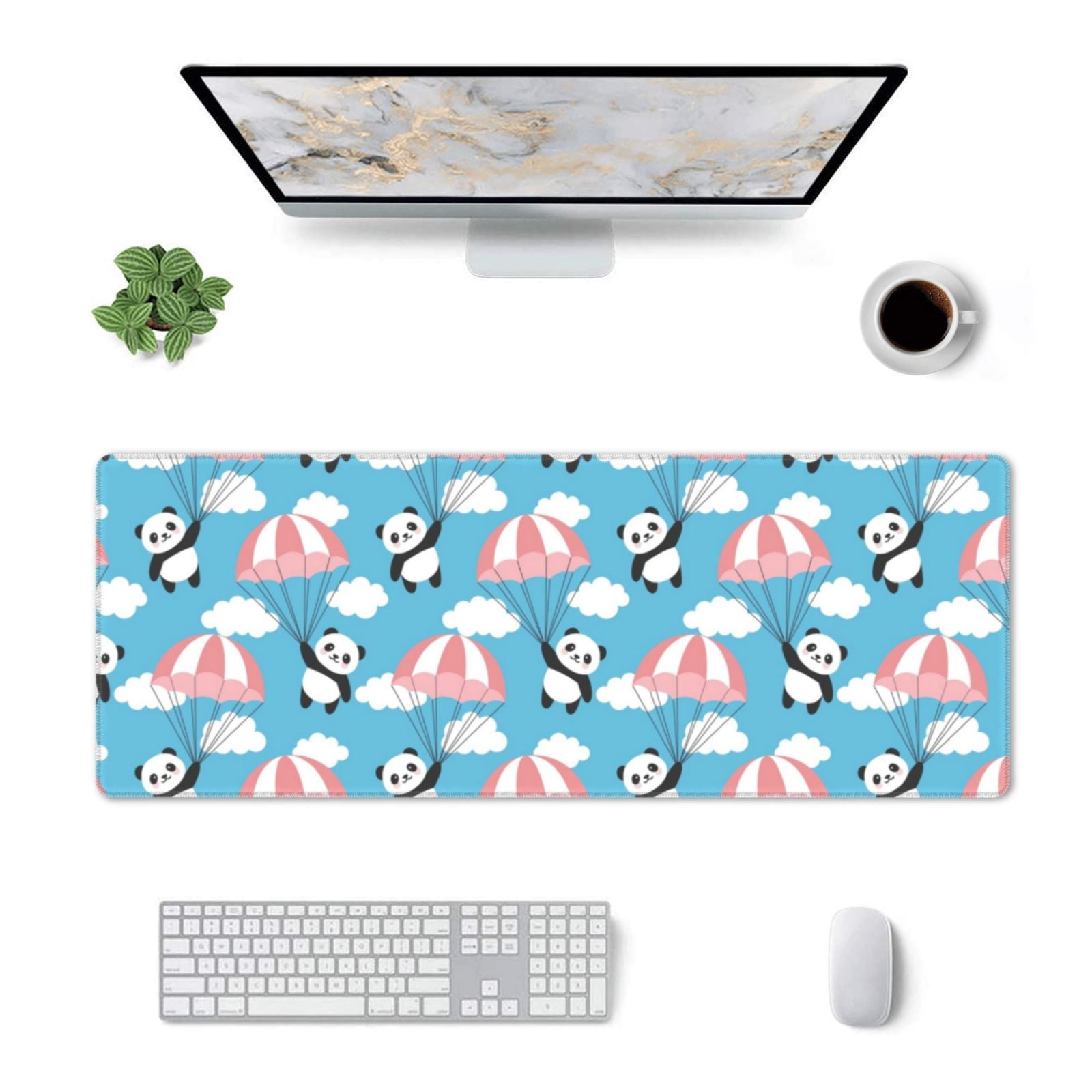 Qekee Panda Flying in the Sky Print Mouse Pad,Desk Pad Protector,Office ...