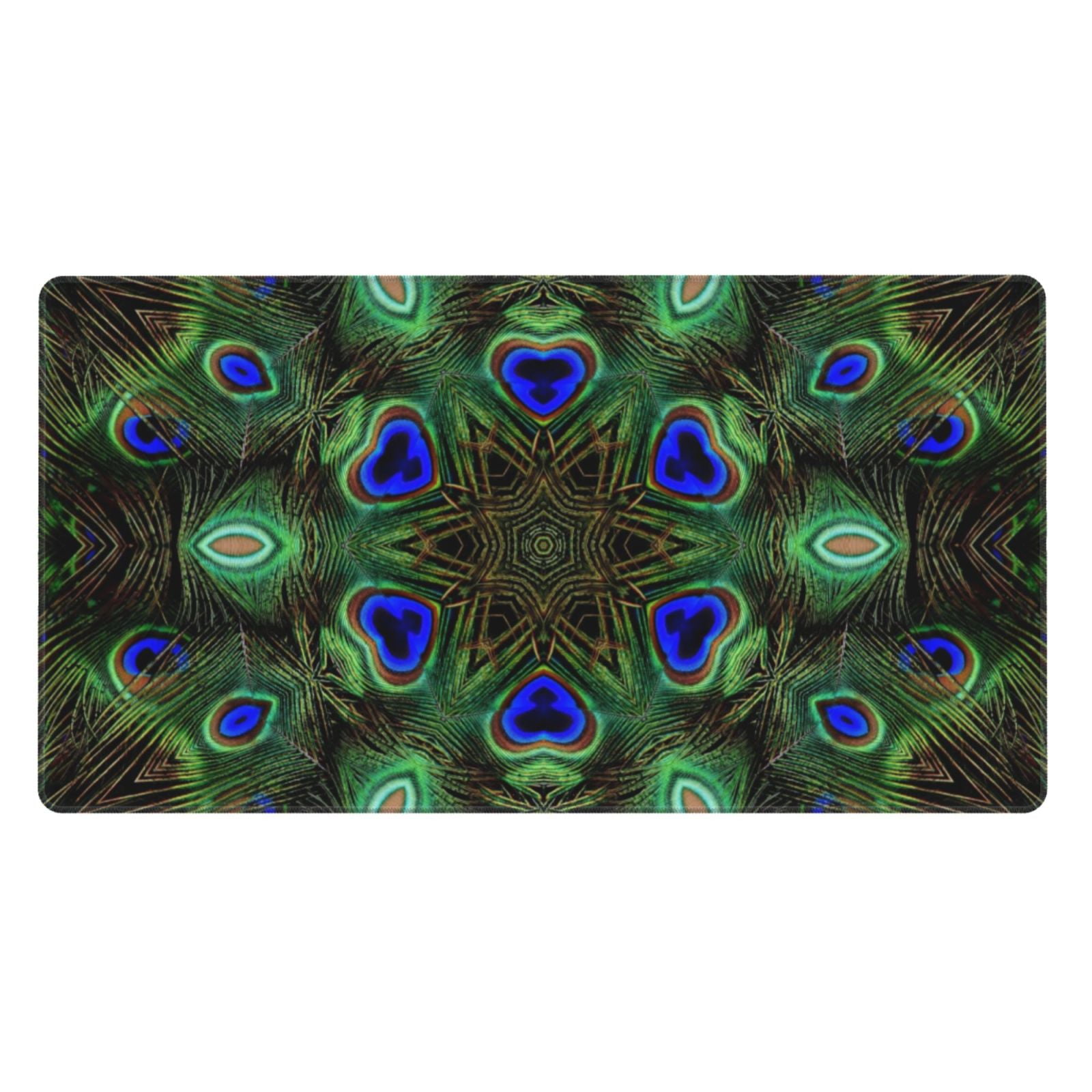 Qekee Peacock Feathers Print Desk Pad Protector,Mouse Pad,Office Desk ...