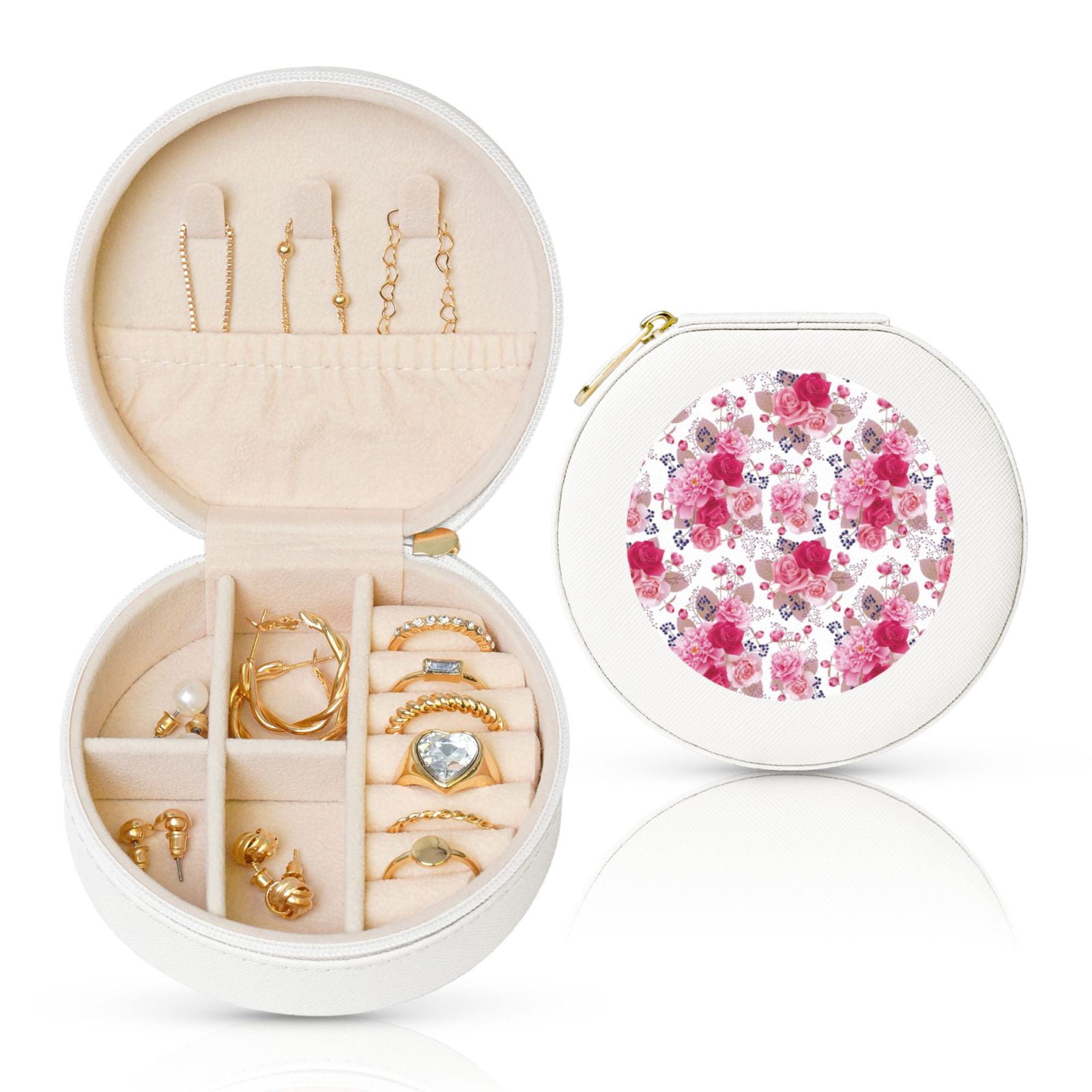 Qekee Peonies And Roses for Travel Jewelry Box for Women And Girls ...