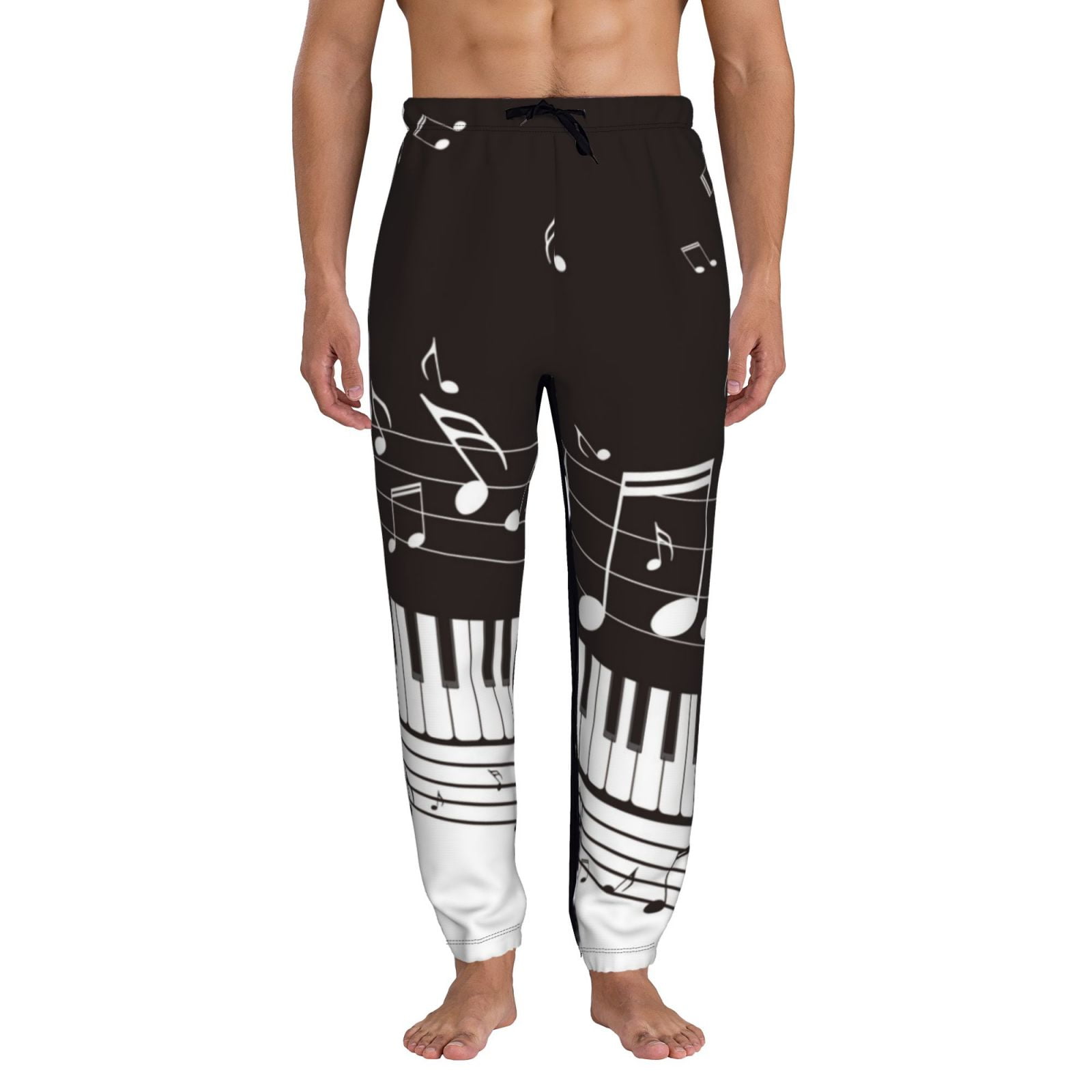 Qekee Piano Keys With Musical Notes Pattern Mens Sweatpants, Men's ...