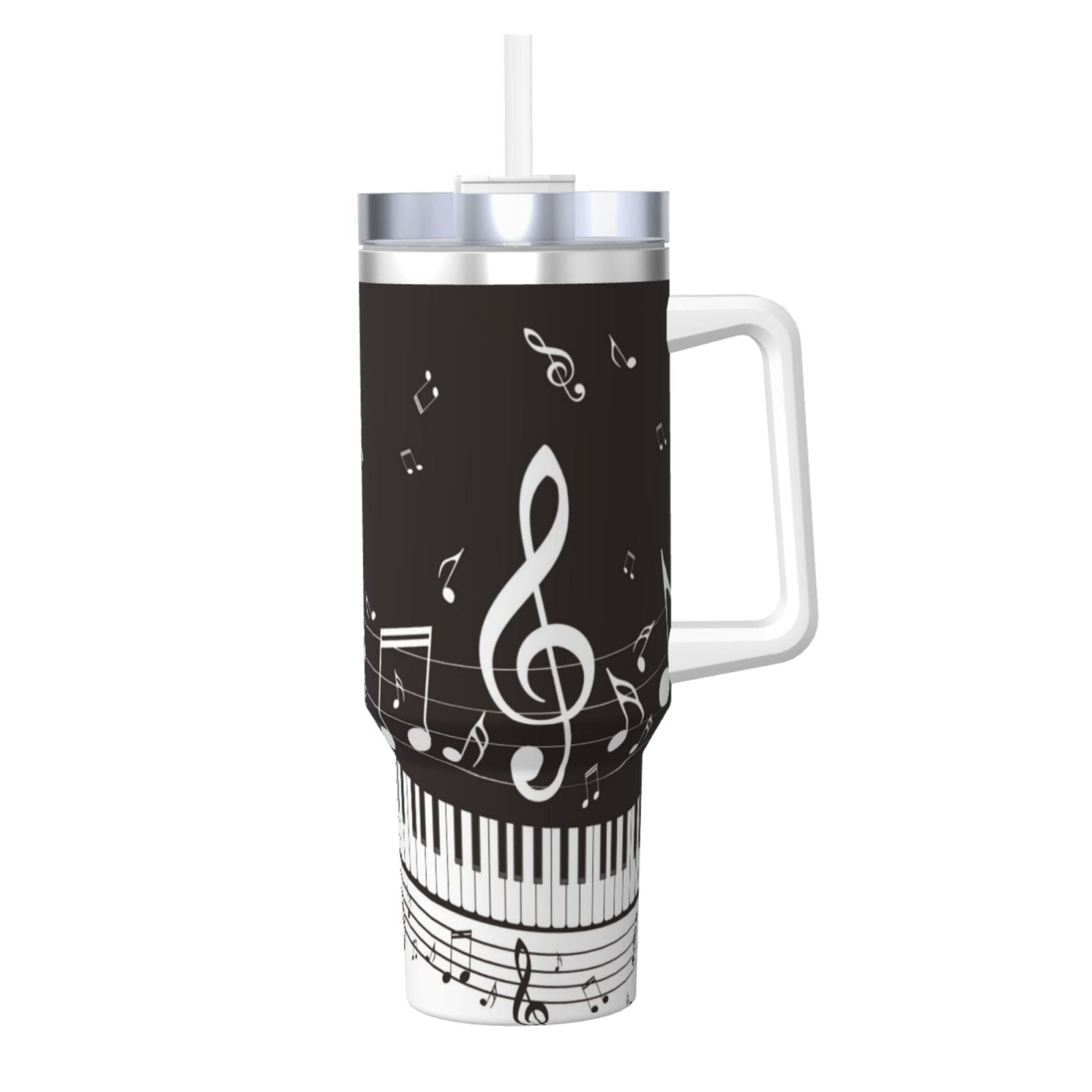 Qekee Piano Keys With Musical Notes Print 40 OZ Large Capacity Ice ...