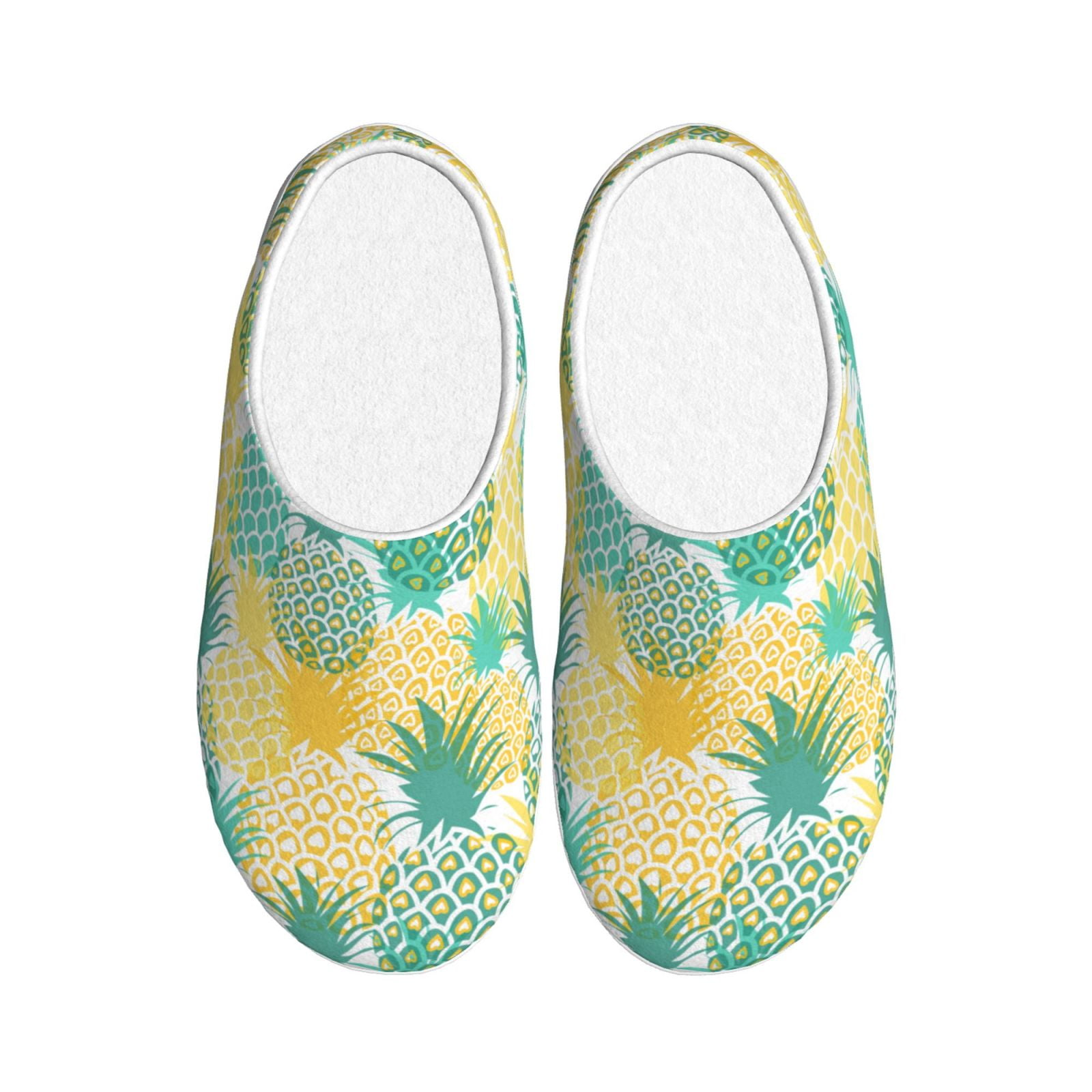 Qekee Pineapples1 Print TPR Cotton Slippers for Adults,Indoor Non-Slip ...