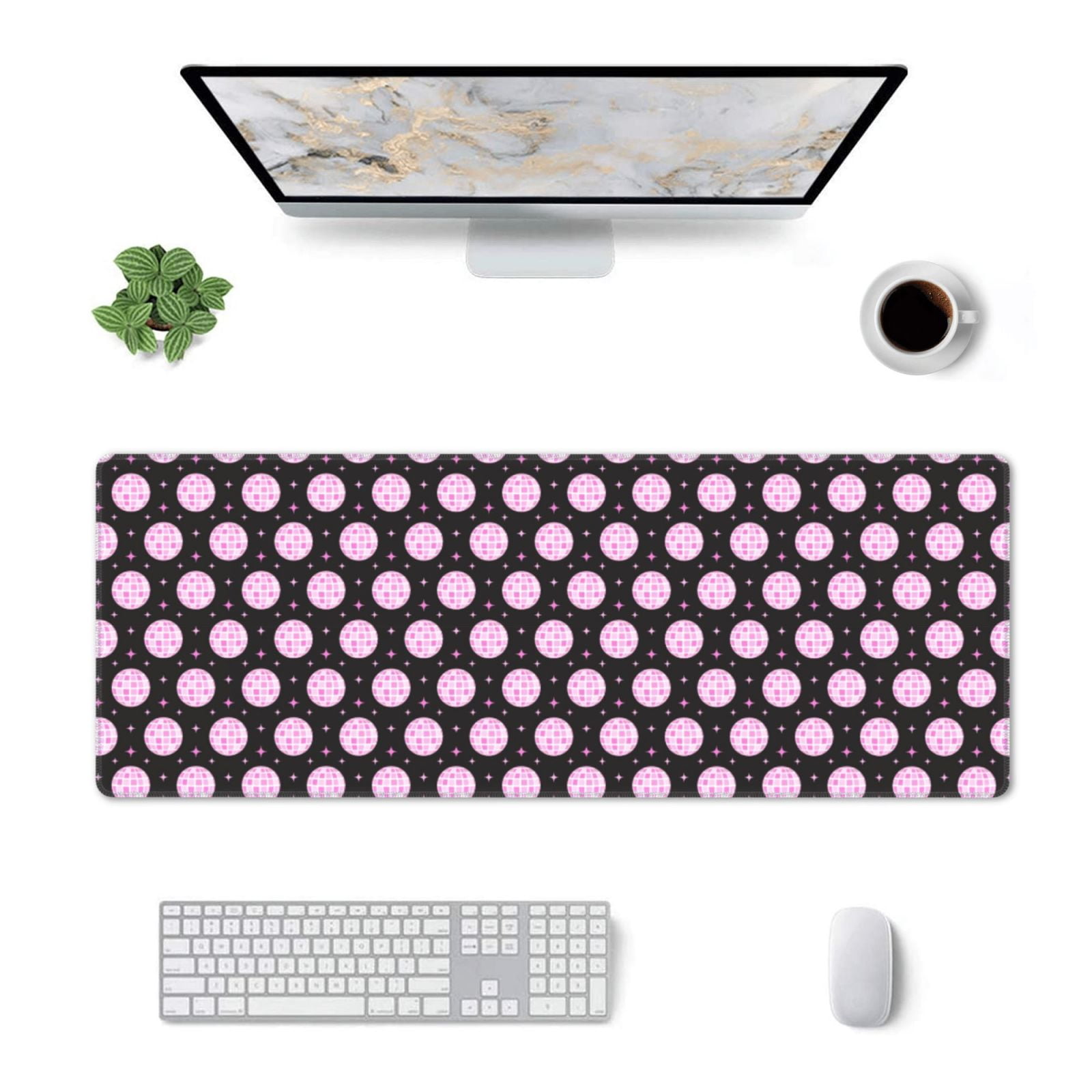 Qekee Pink Groovy Disco Ball Print Mouse Pad,Desk Pad Protector,Office ...