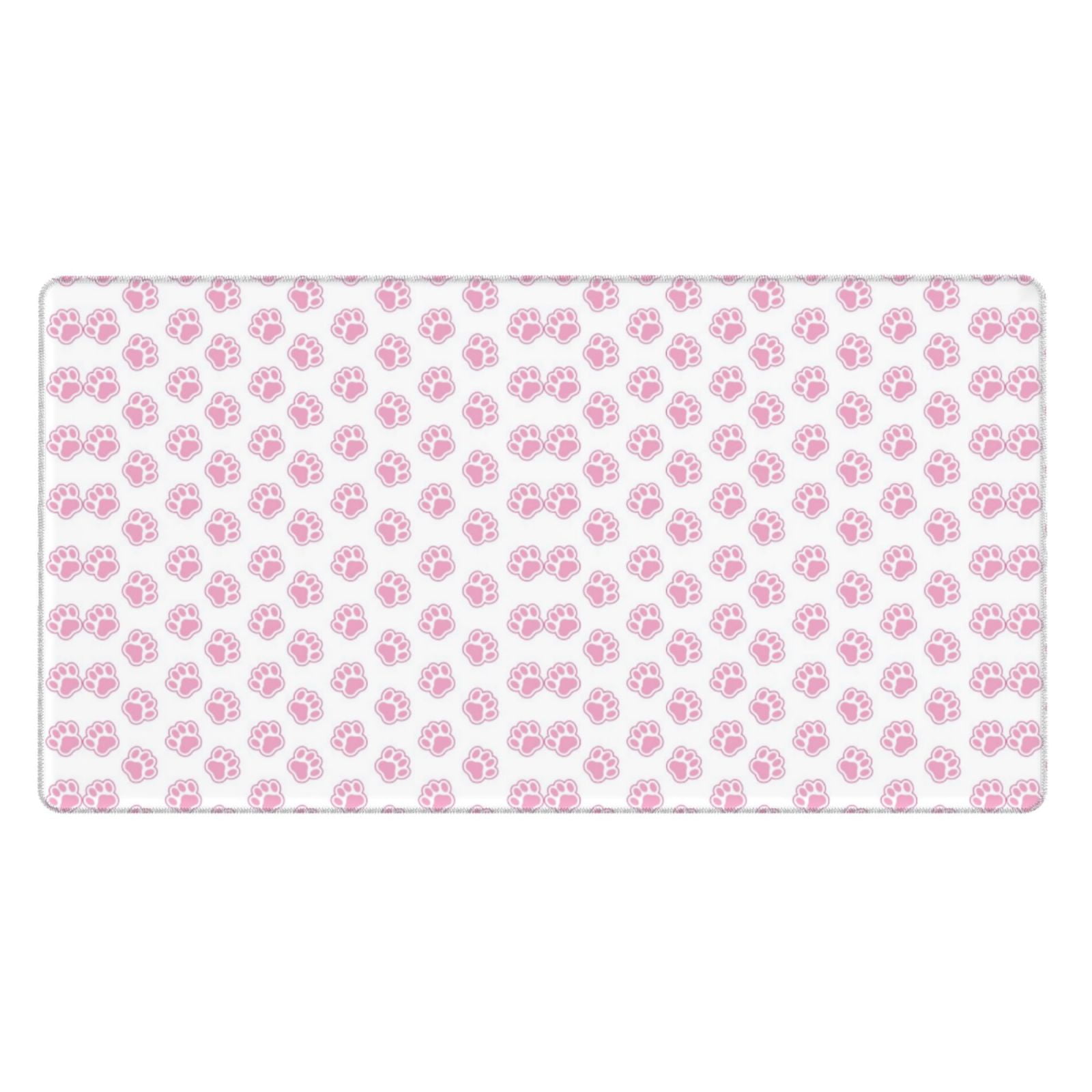 Qekee Pink Paw Print Desk Pad Protector,Mouse Pad,Office Desk Mat,Desk ...