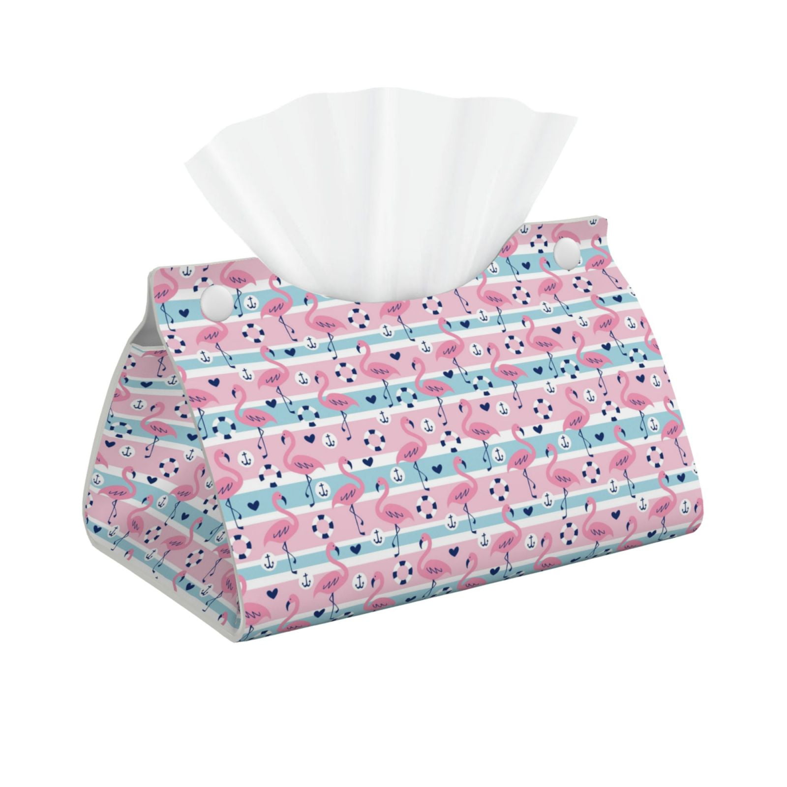 Qekee Pink Striped Flamingo Long Tissue Box Cover, Tissue Holder, PVC ...