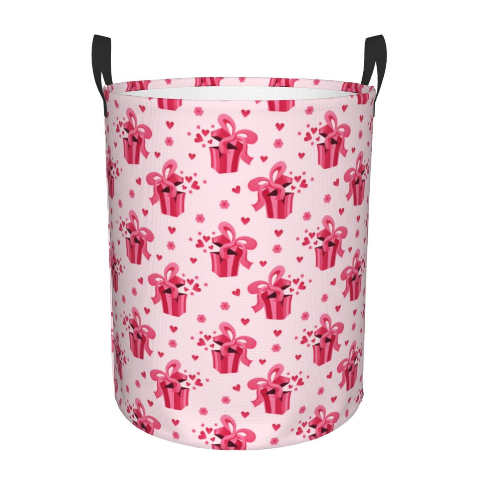 Qekee Pink gift with ribbon Print Laundry Hamper Basket, Laundry Hamper ...