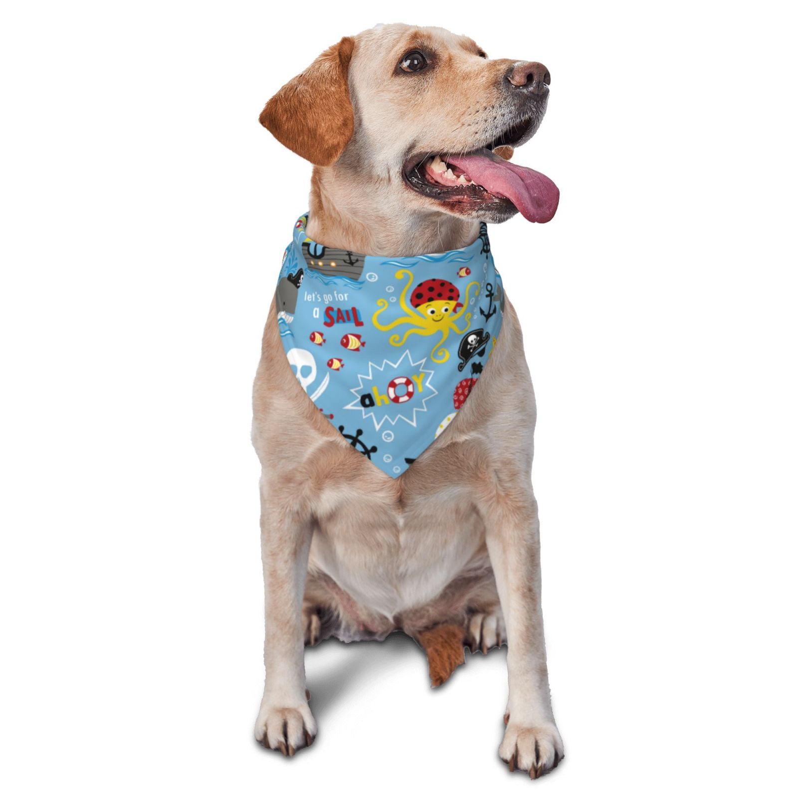 Qekee Pirate Marine Animals for Pet Bandanas - Pet Triangle for Small ...