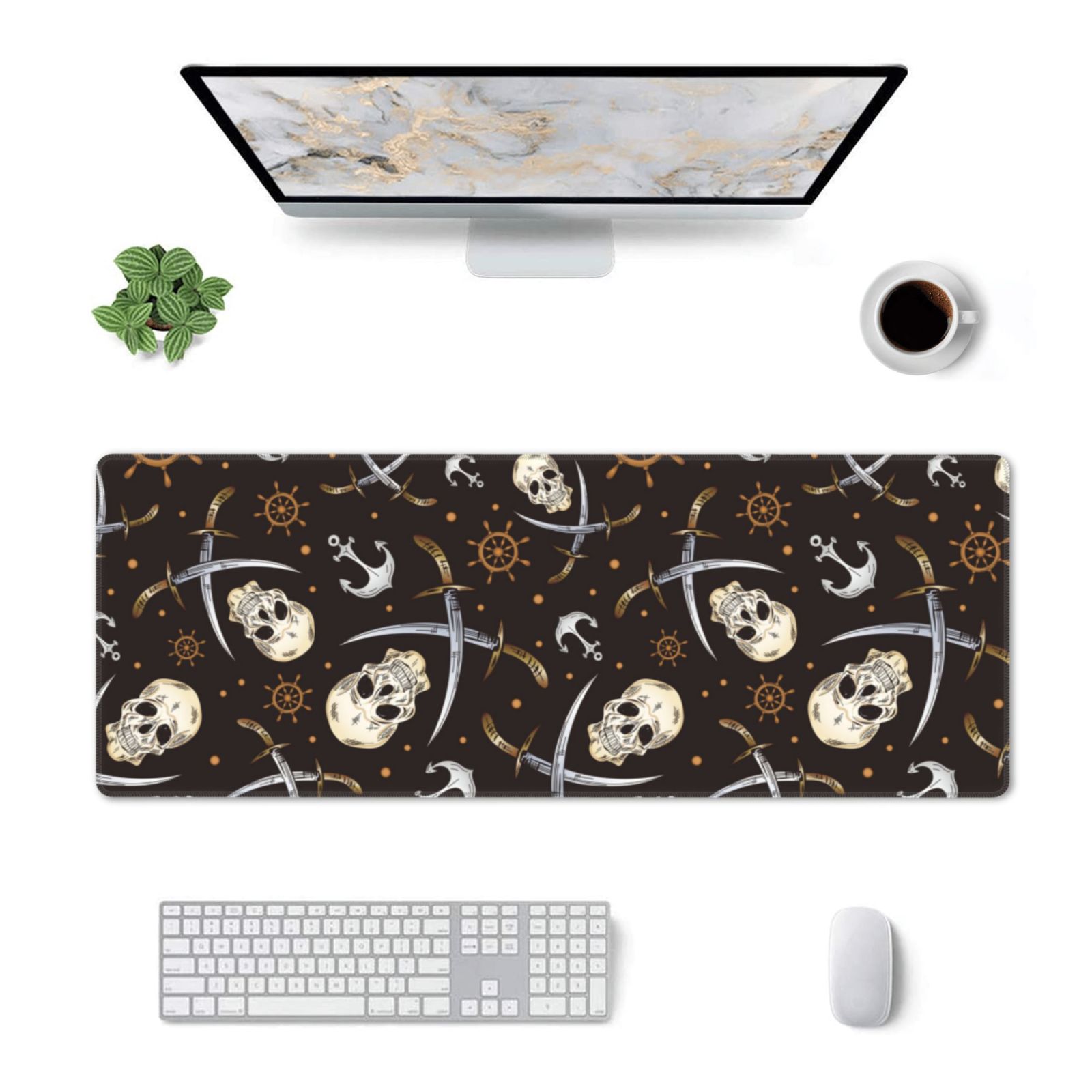 Qekee Pirate Skulls Print Mouse Pad,Desk Pad Protector,Office Desk Mat ...