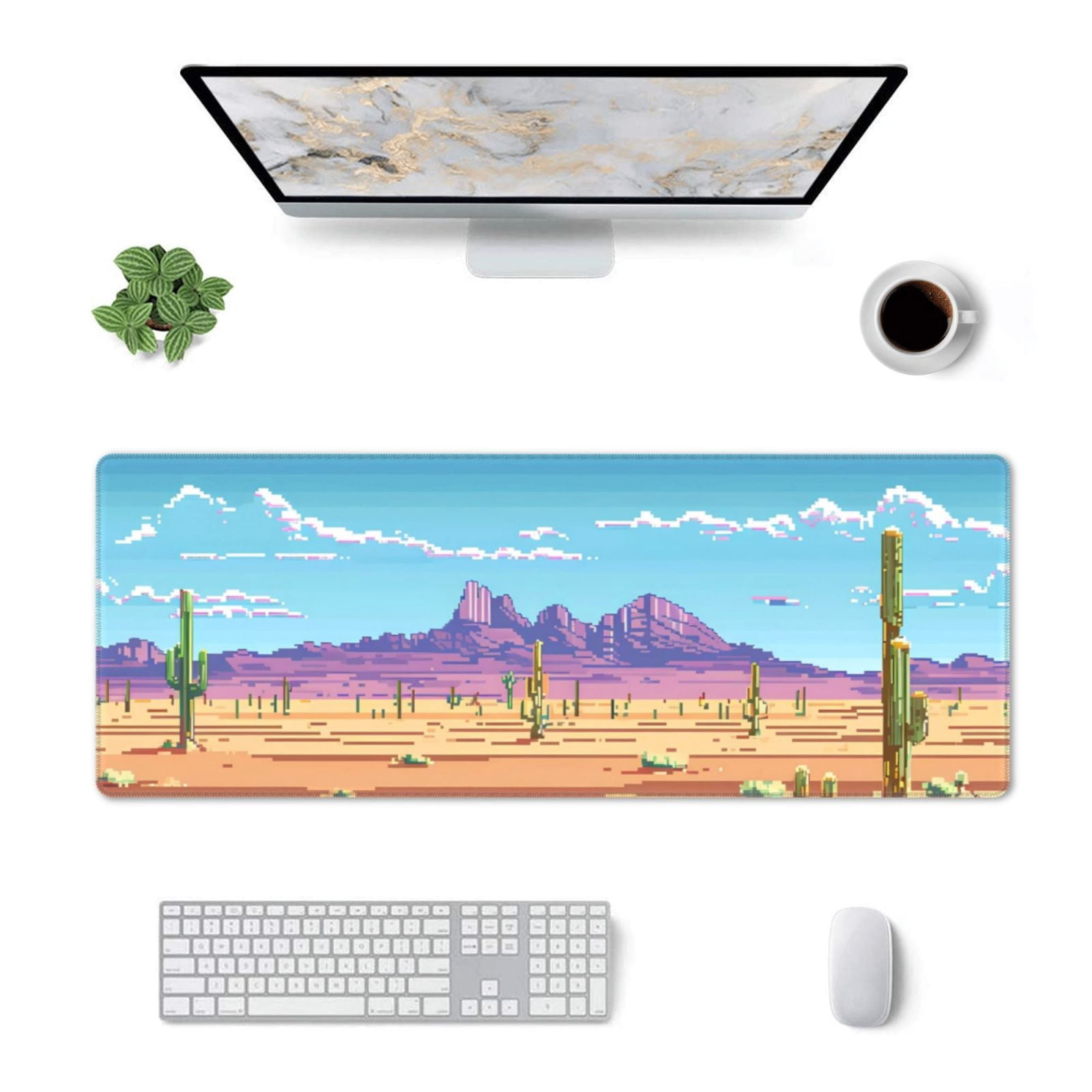 Qekee Pixel Desert Landscape Print Mouse Pad,Desk Pad Protector,Office ...