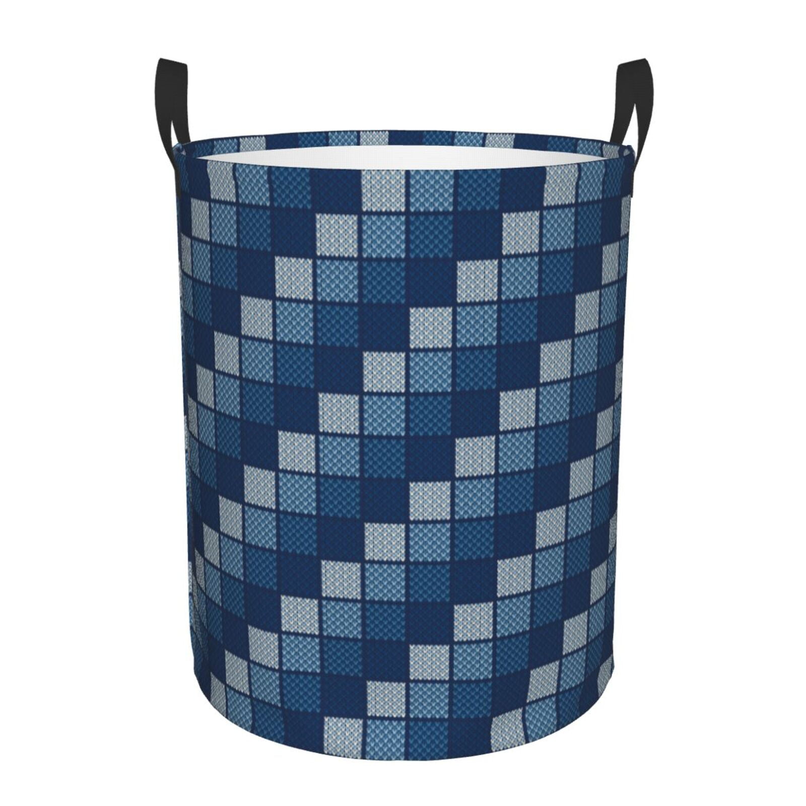 Qekee Pixel Grid print Laundry Hamper Basket, Hamper Basket for Blanket ...