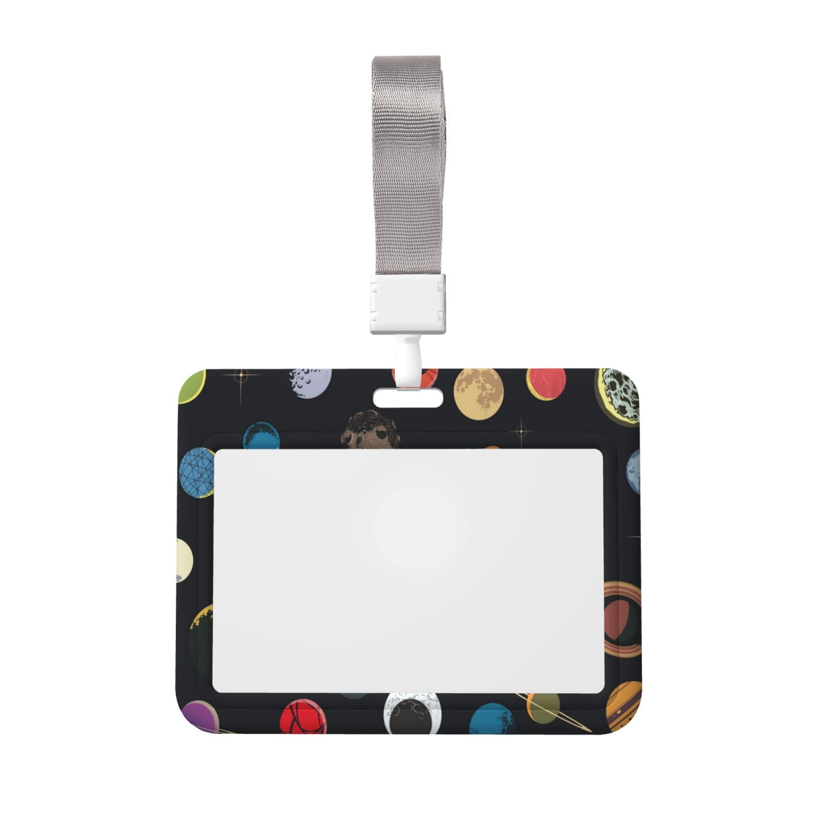 Qekee Planets And Their Moons Print Card Badge Holder,Clear Name Tag ID ...