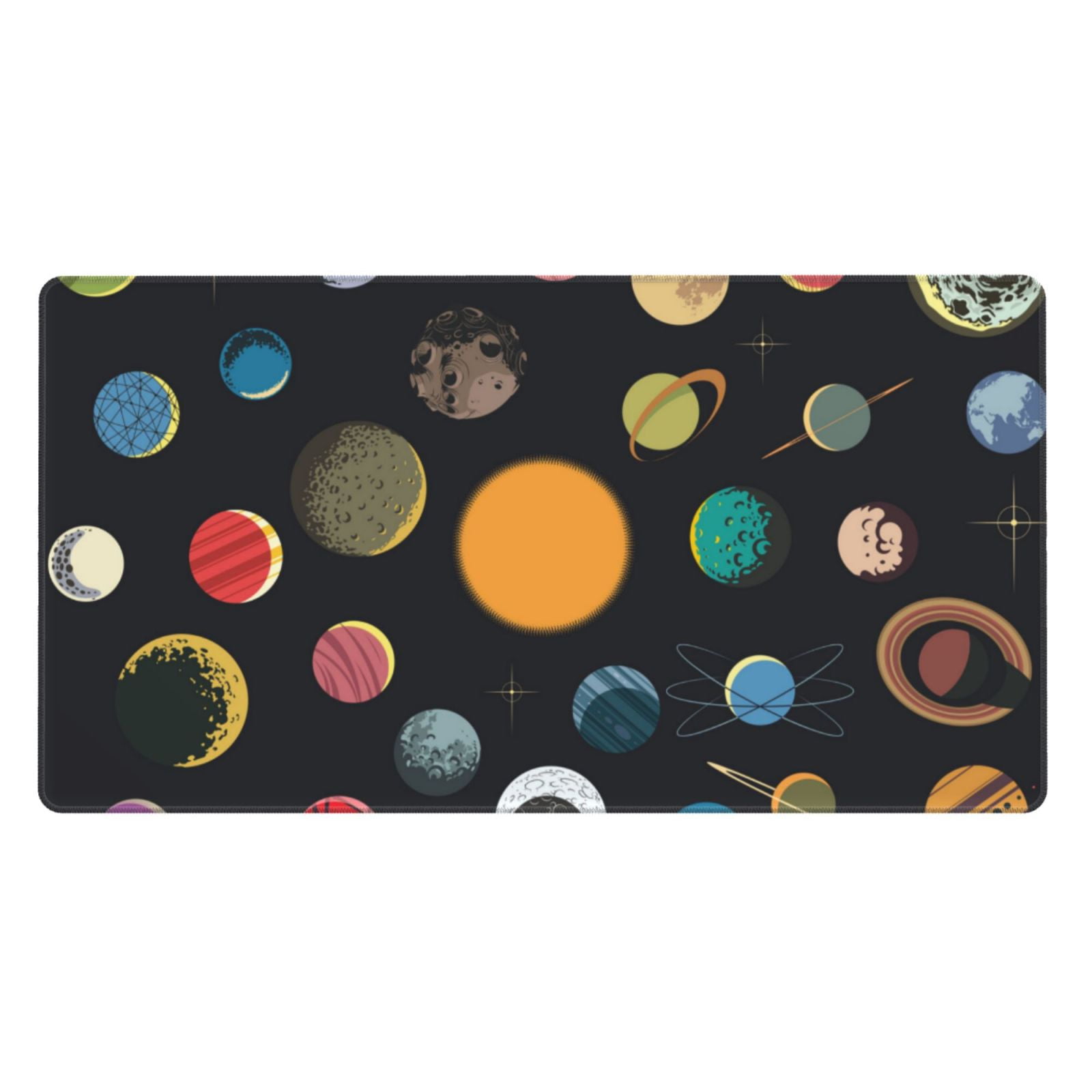 Qekee Planets And Their Moons Print Desk Pad Protector,Mouse Pad,Office ...