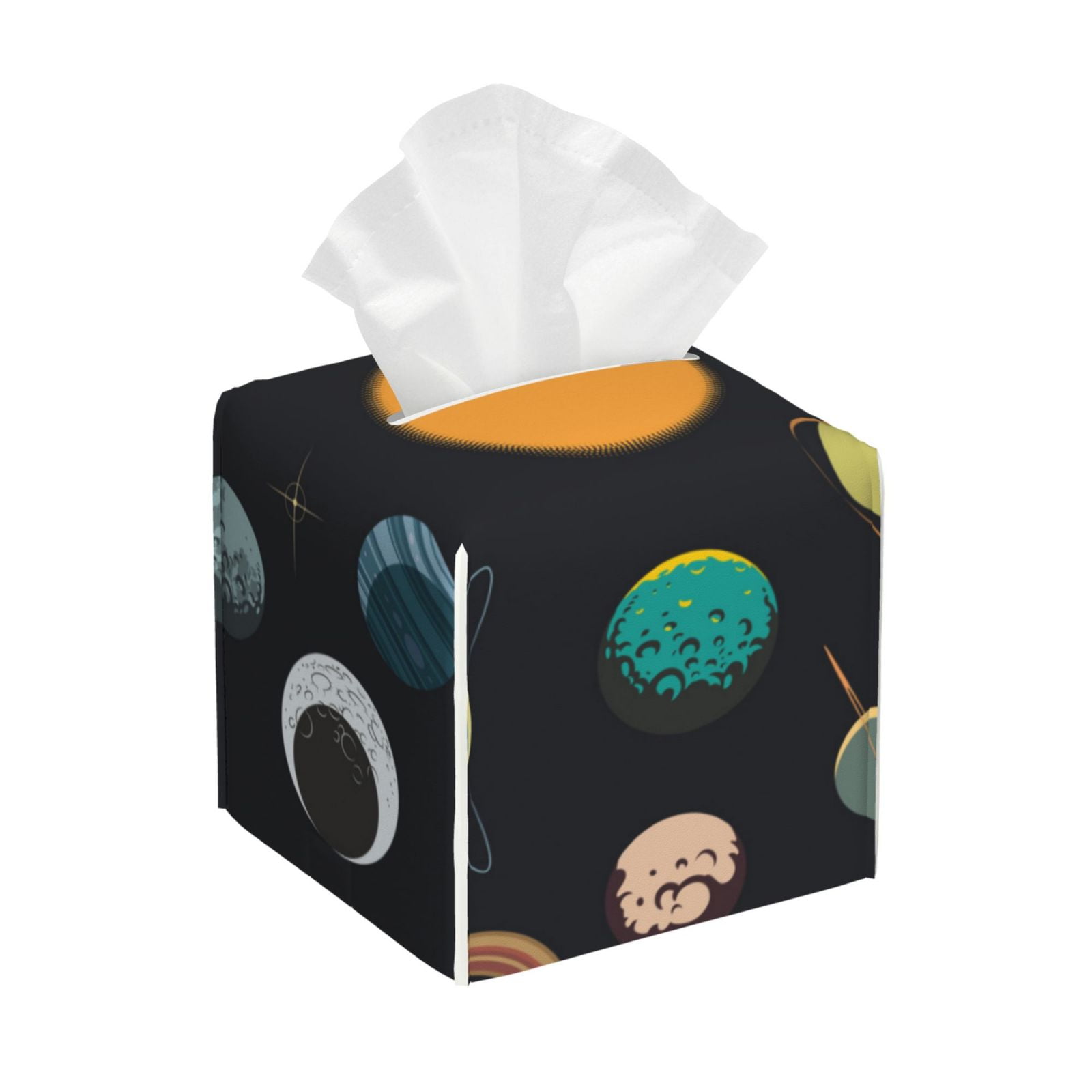 Qekee Planets And Their Moons for Tissue Box Cover Holder, Square with ...