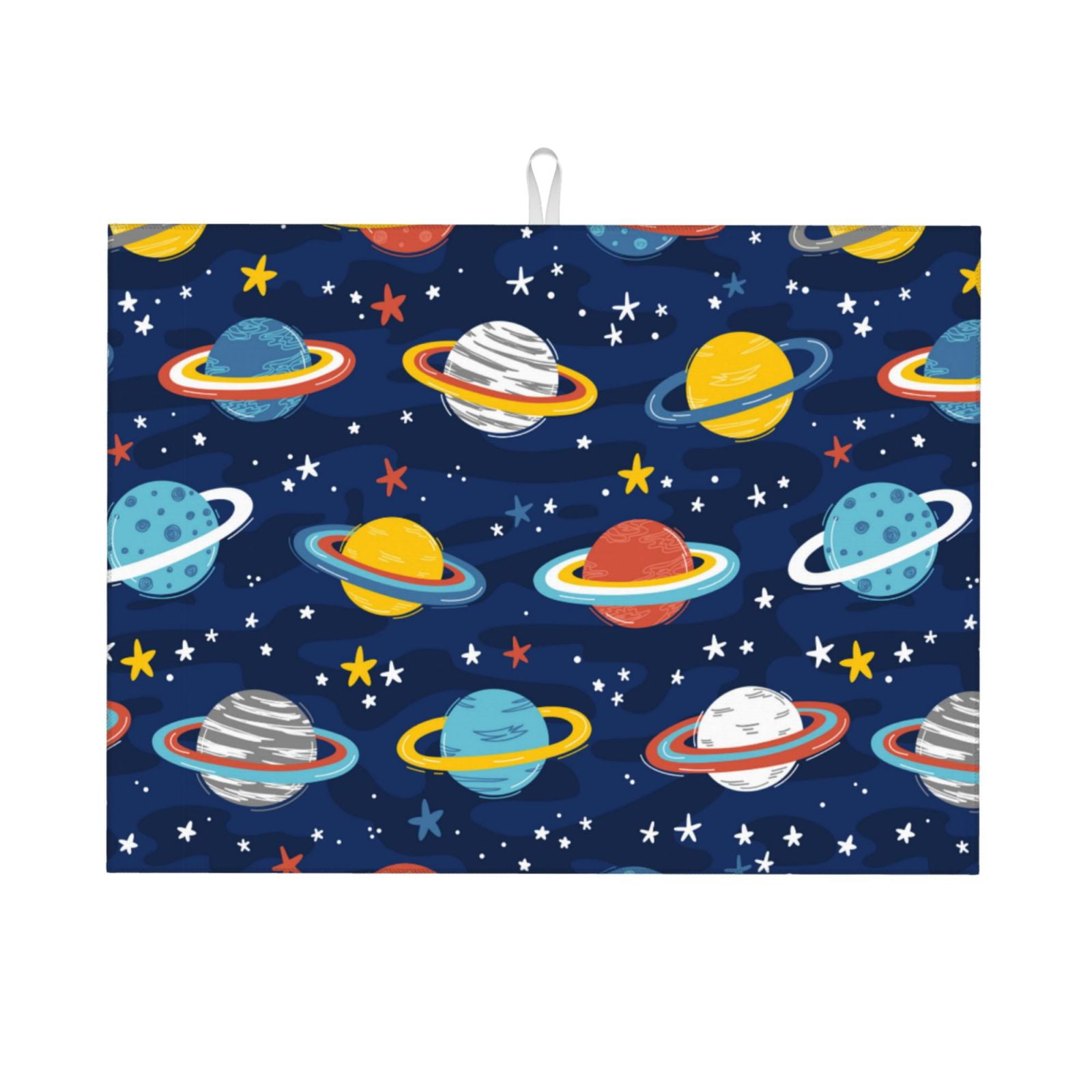 Qekee Planets and Stars Print Dish Drying Mat,Dishes Drainer Mat for ...