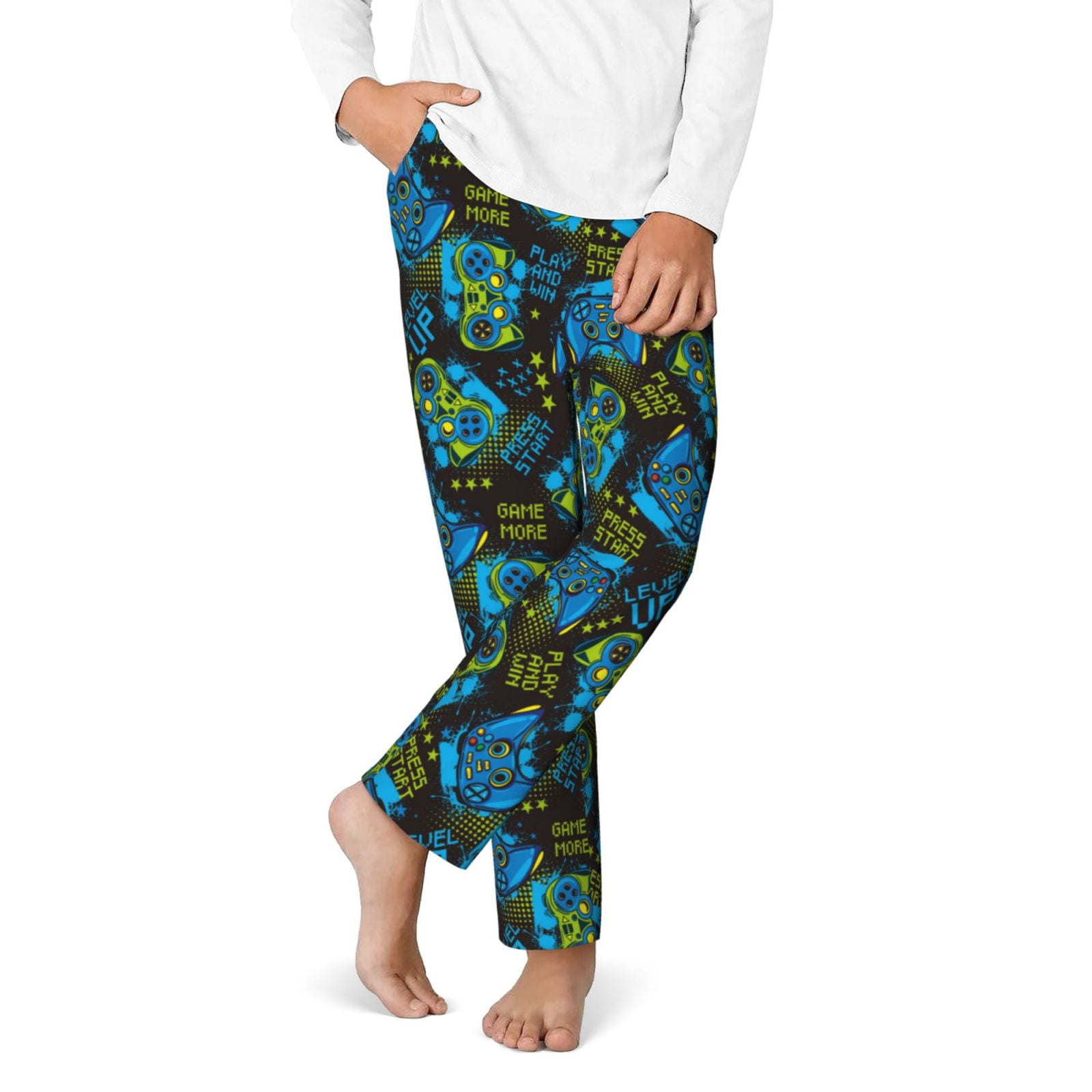 Qekee Play Game Print Kids Pajama Pants, Teenagers' Bottom Sweatpants ...