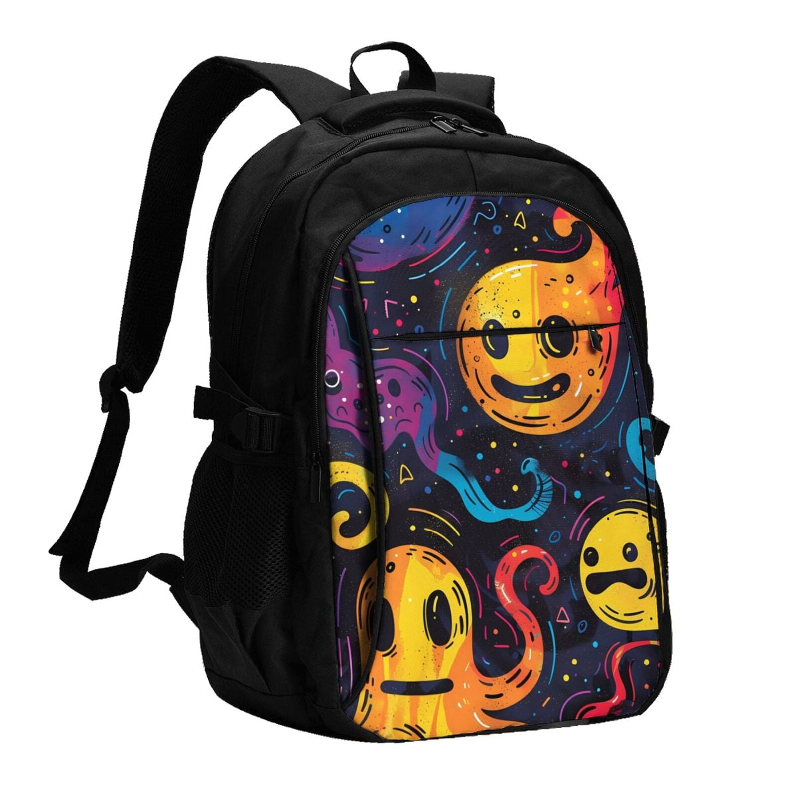 Qekee Playful Ghosts Night Sky Print Travel Laptop Backpack Waterproof ...