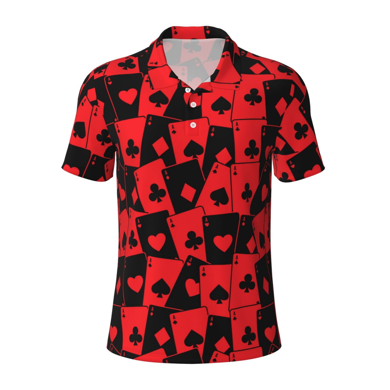 Qekee Playing Cards for Mens Polo Shirts Casual Short Sleeve Button ...
