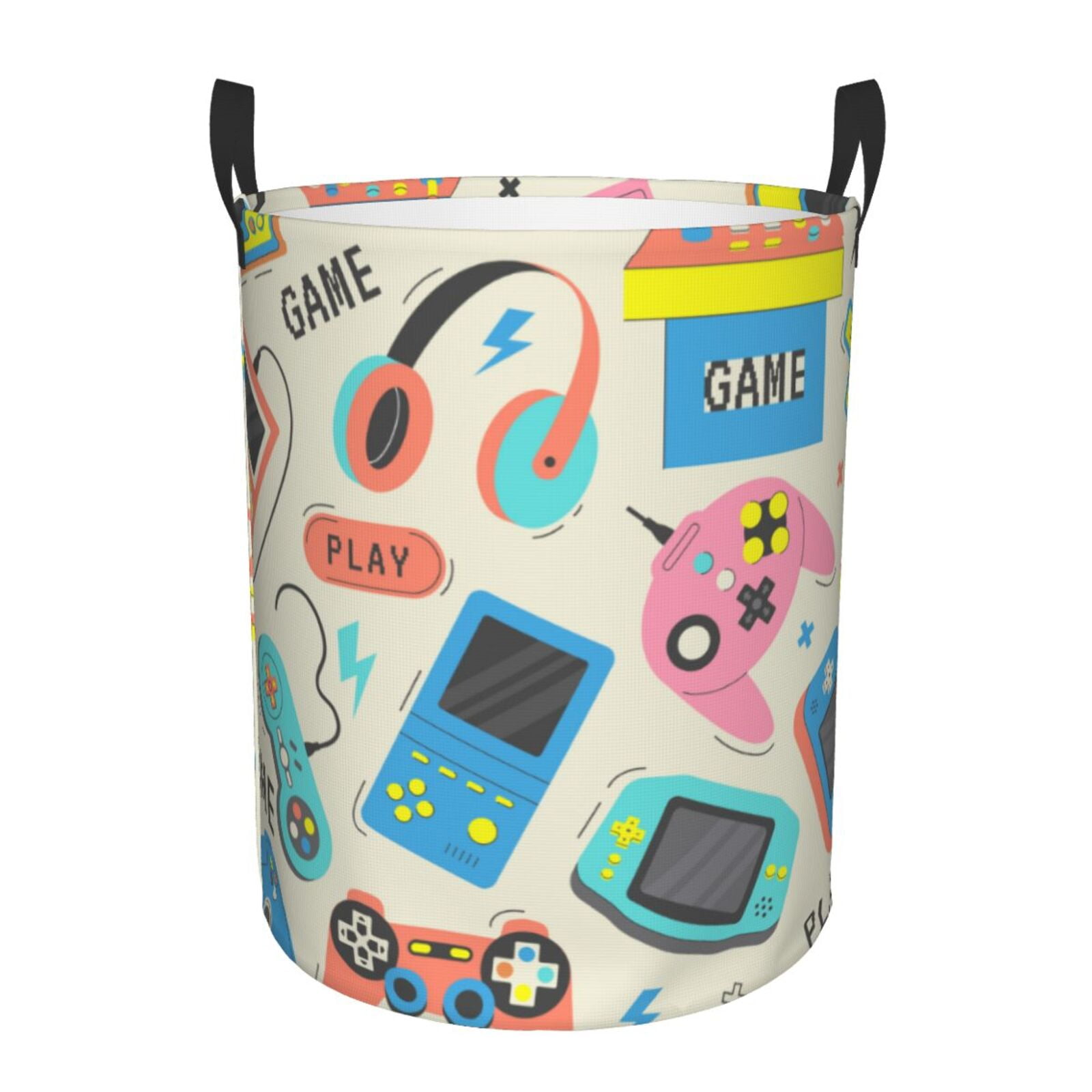 Qekee Playing Video Games print Laundry Hamper Basket, Hamper Basket ...