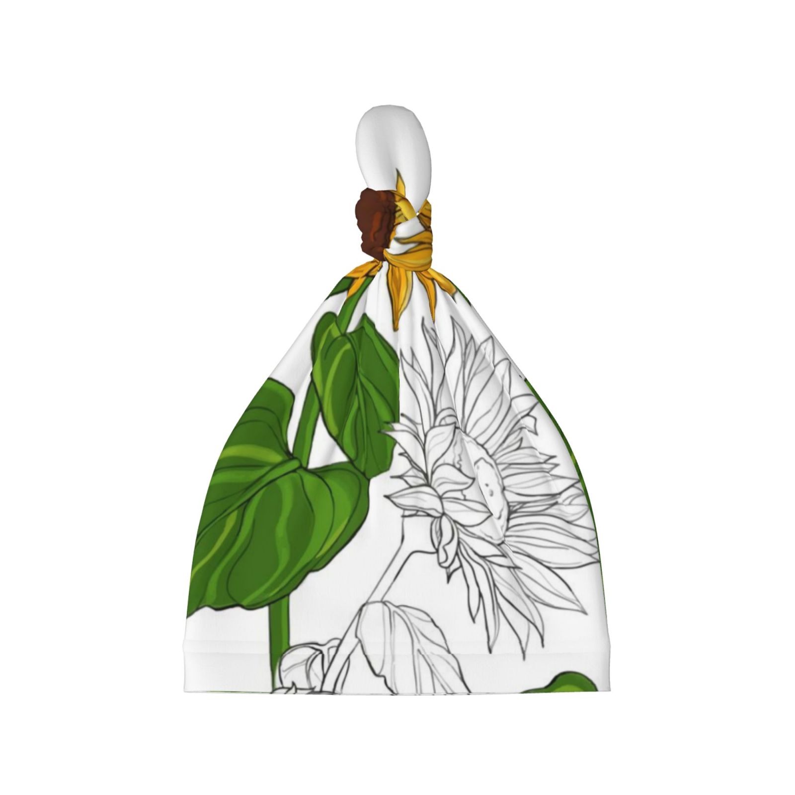 Qekee Plump Sunflower And Sketch Print Newborn Baby Hospital Hat for ...