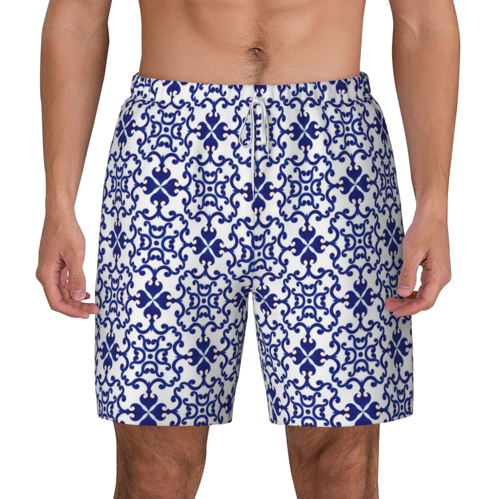 Qekee Porcelain Chinaware print Mens Swim Quick Dry Stretch Swim Shorts ...