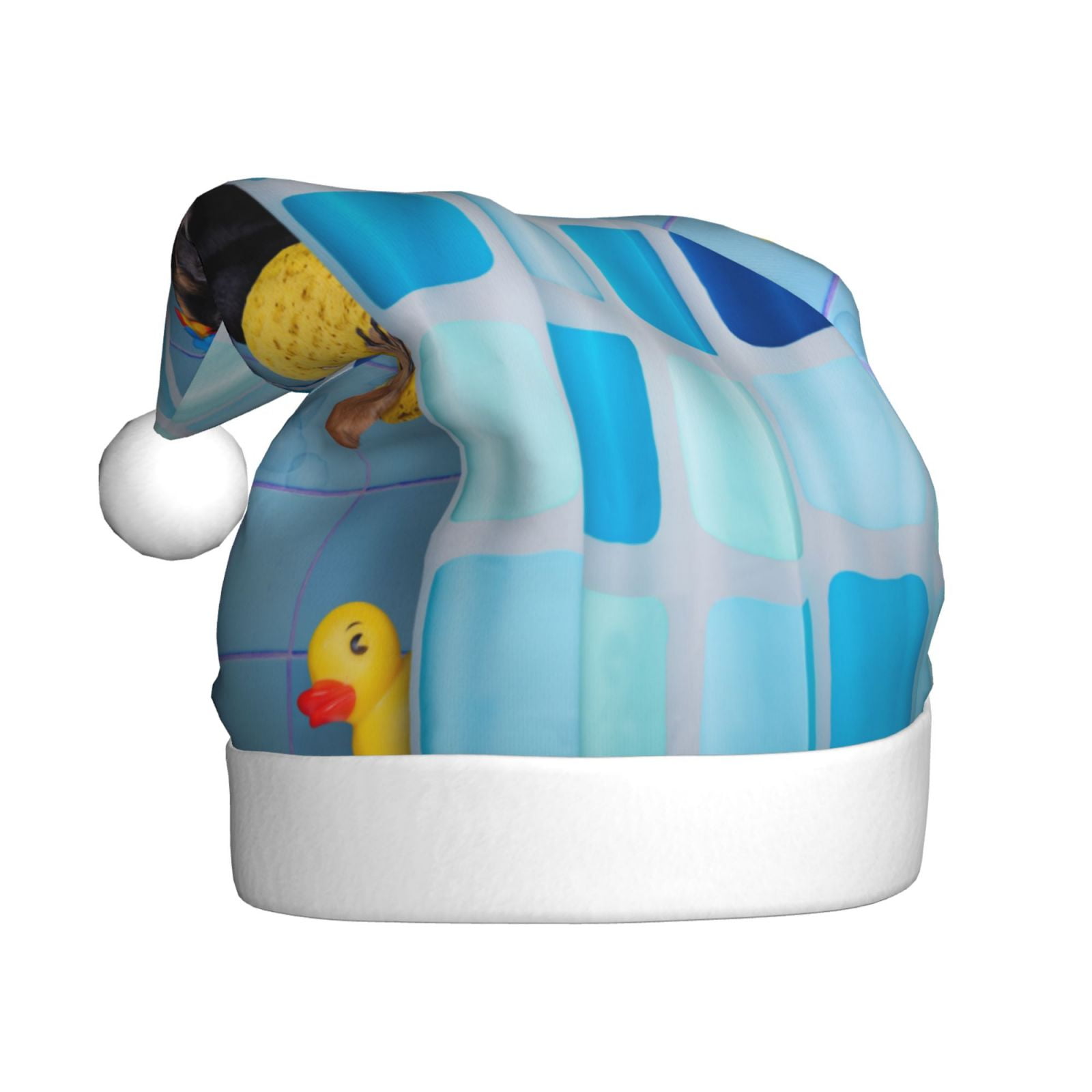 Qekee Prague Ratter Dog in Bathtub for Fluffy Red Santa Hats Set Plush ...