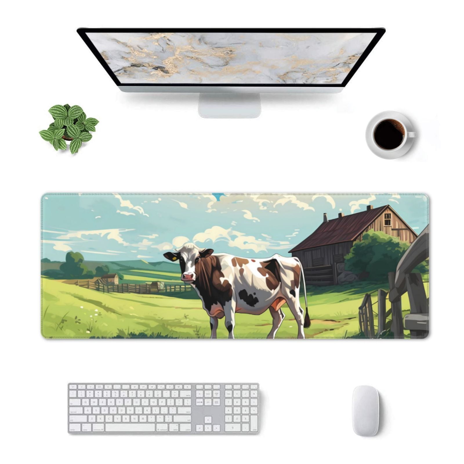 Qekee Prairie Pasture Cow Print Mouse Pad,Desk Pad Protector,Office ...