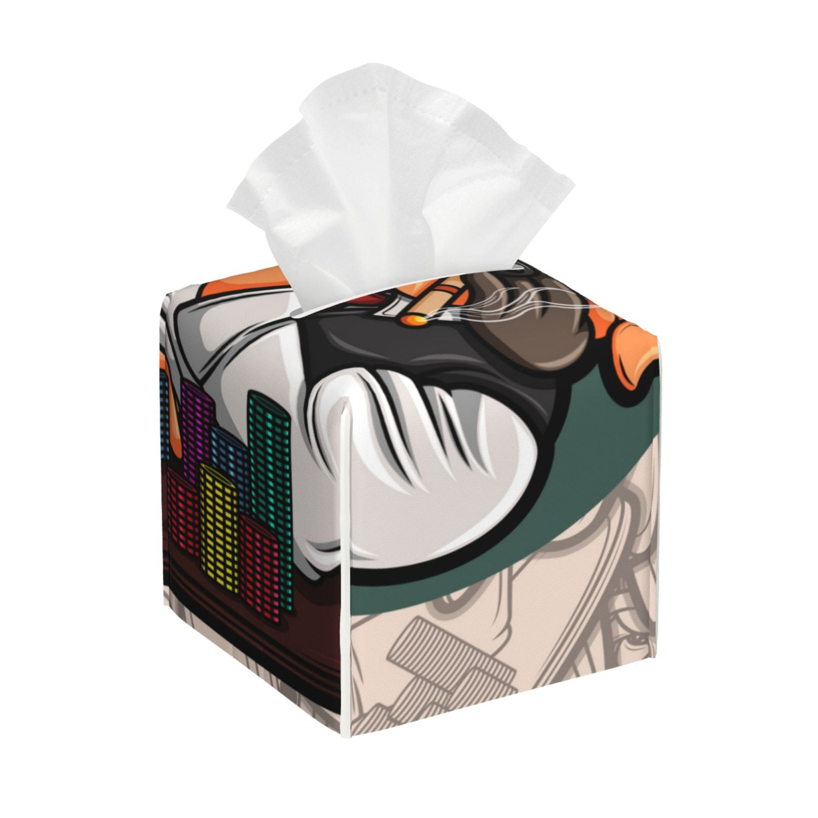 Qekee Pug Dog for Tissue Box Cover Holder, Square with Bottom Belt ...