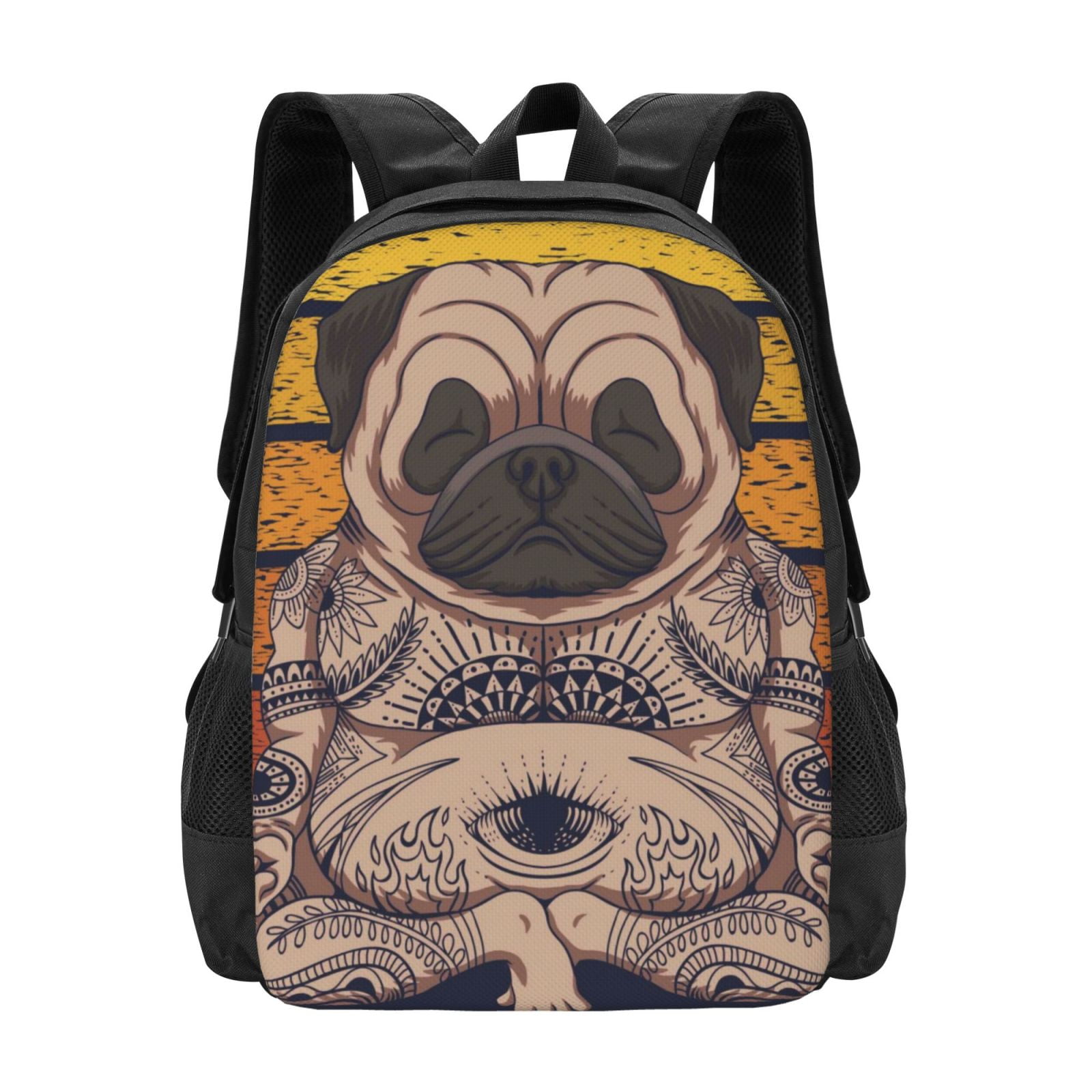Qekee Pug dog Yoga for Travel Laptop Backpack for womem and men ...