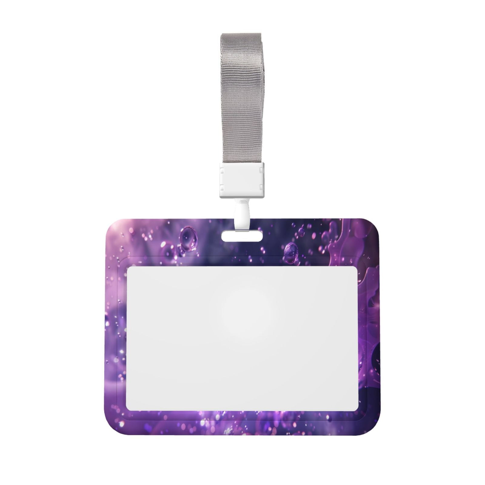 Qekee Purple Bubble Abstract Art Print Card Badge Holder,Clear Name Tag ...