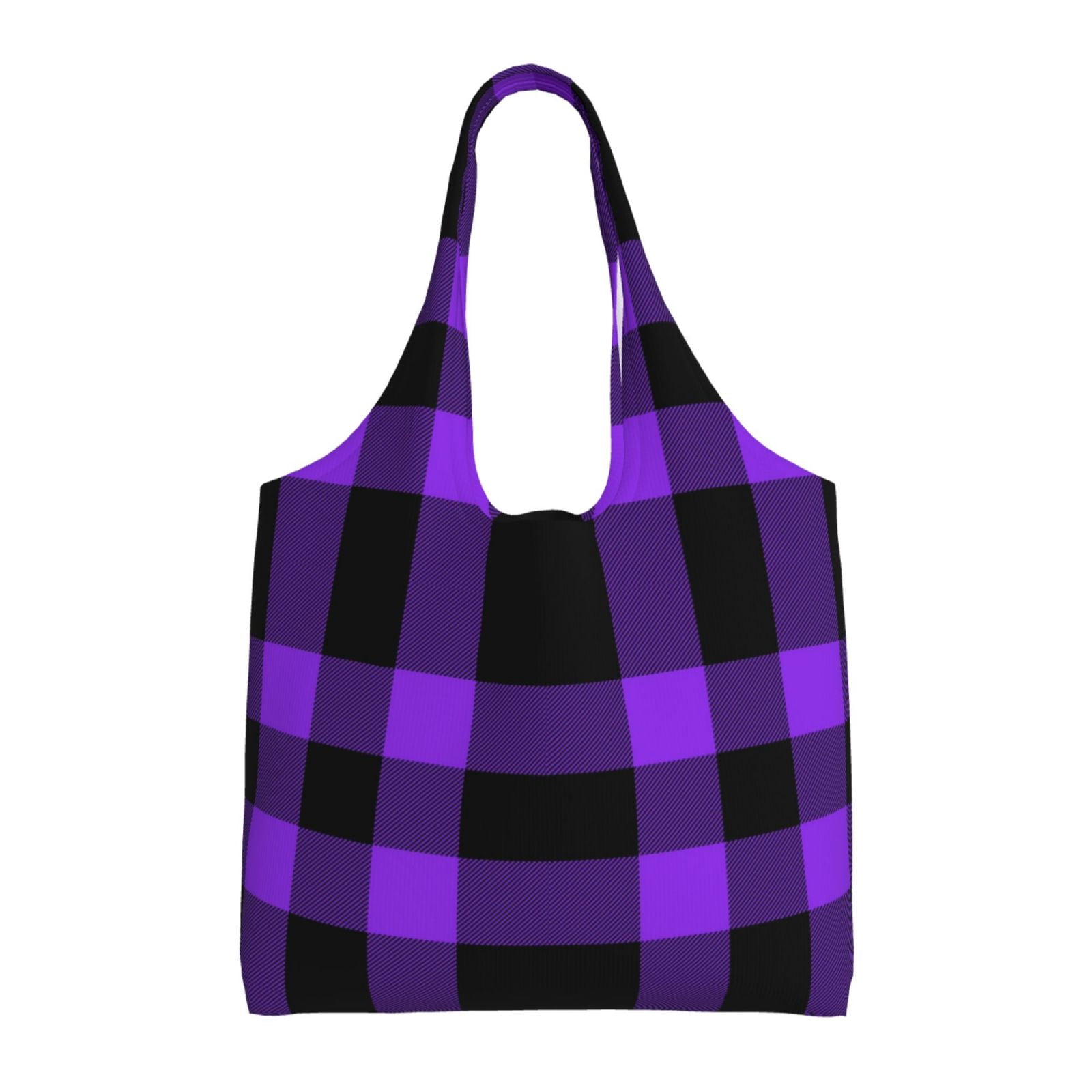 Qekee Purple Buffalo Plaid for Canvas Aesthetic Tote Bag for Women ...